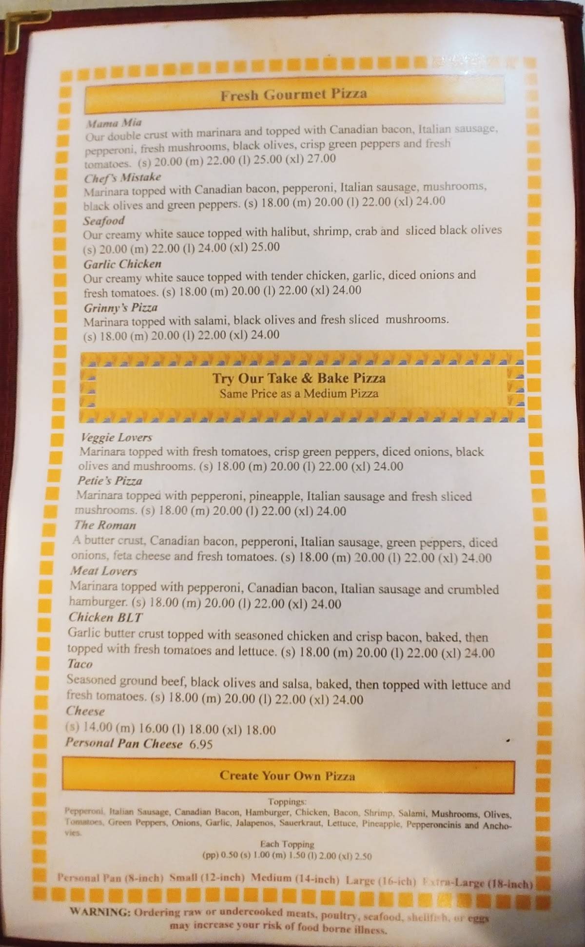 Menu at Tree House Restaurant, Nikiski