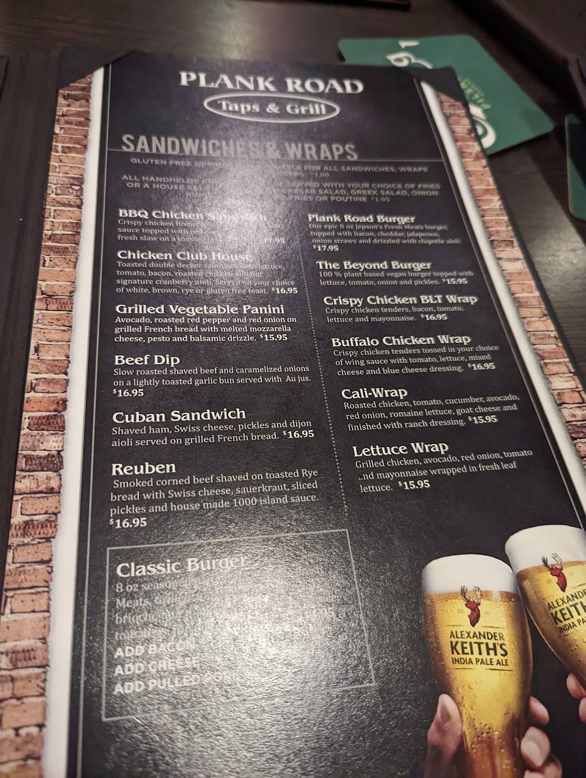 Menu at Plank Road Taps & Grill restaurant, Hagersville