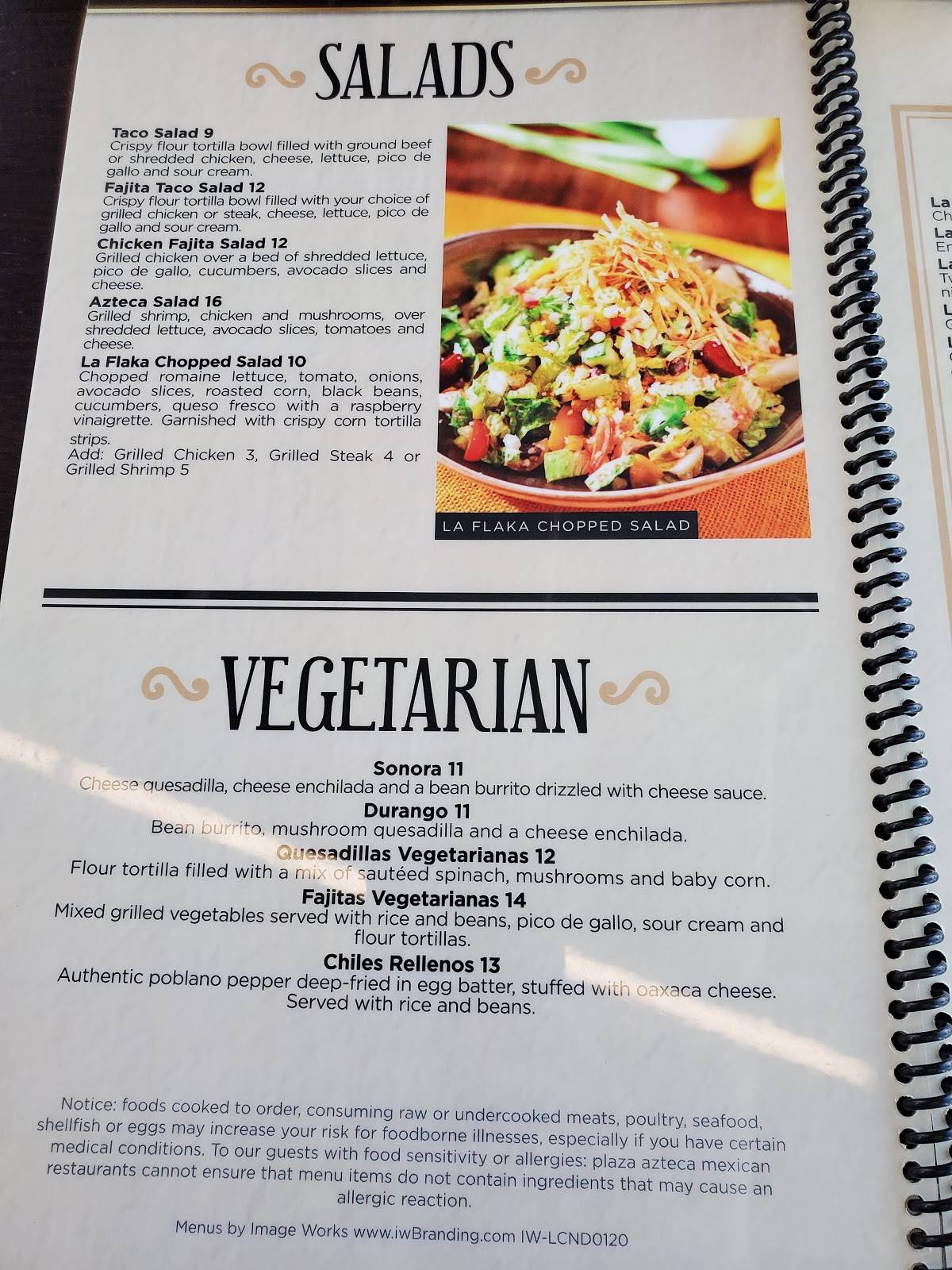 Menu at Plaza Azteca Mexican Restaurant Veterans, Fargo