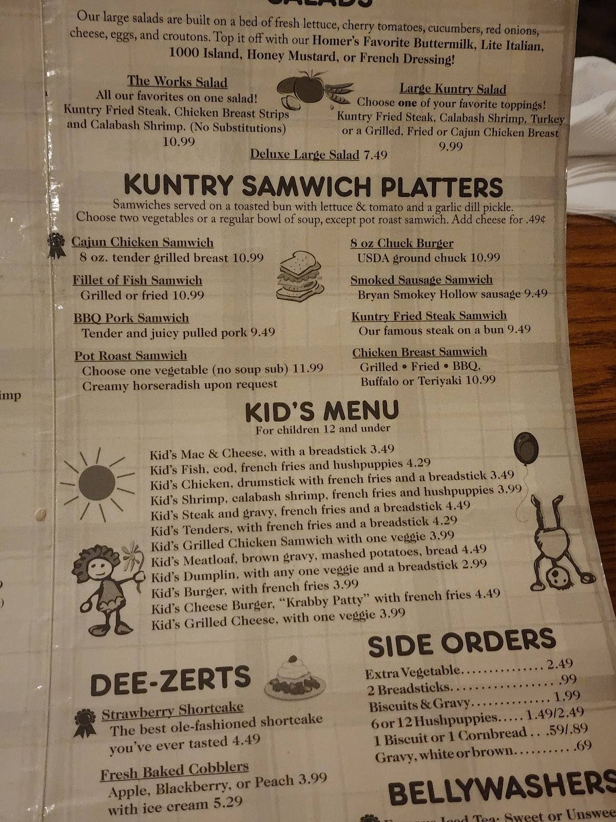 Menu at PoFolks Restaurant, Saint Petersburg, 34th St N