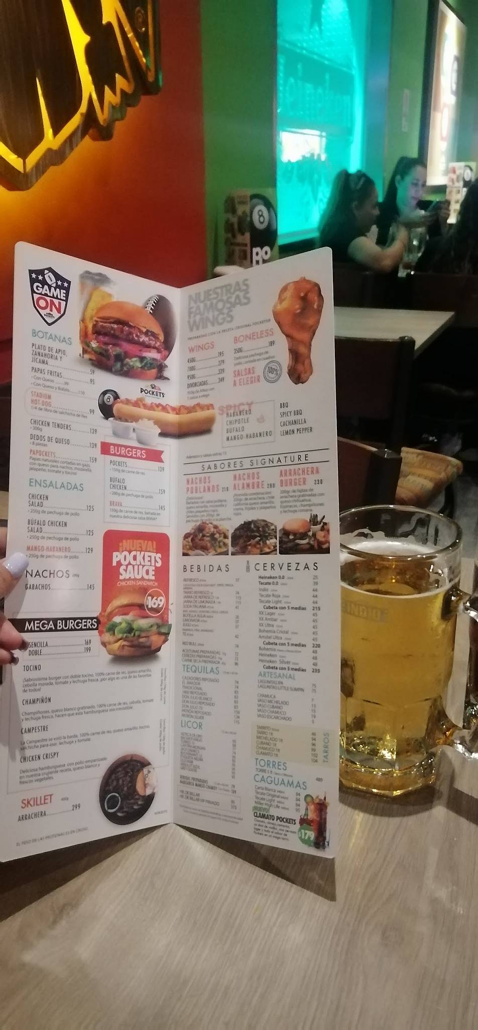 Carta del pub y bar Pockets Plaza Monarca, Tijuana