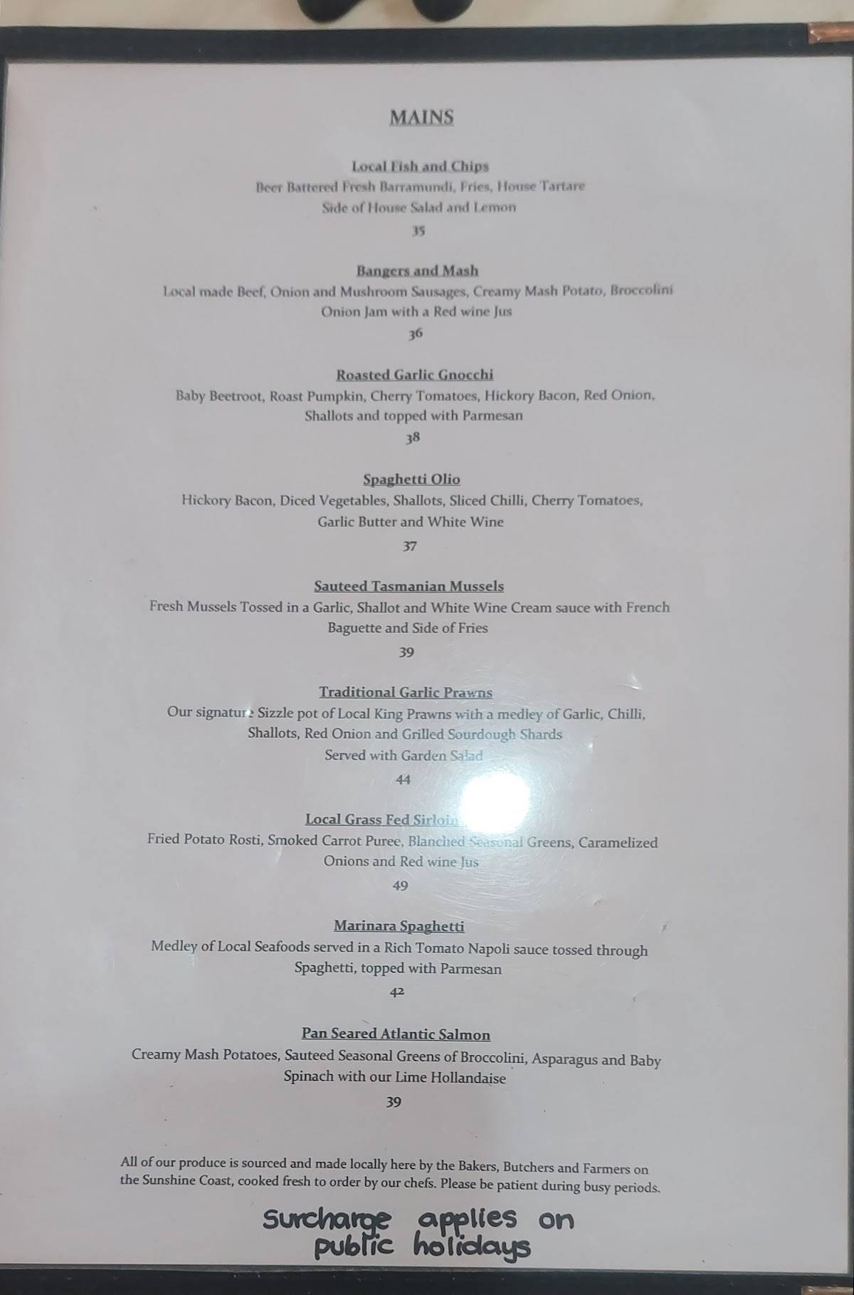 Menu at Poets Cafe, Montville