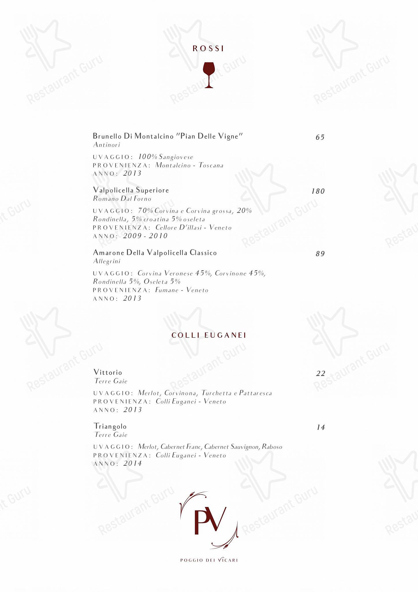 Menu da Ristorante Poggio Dei Vicari Teolo, Teolo