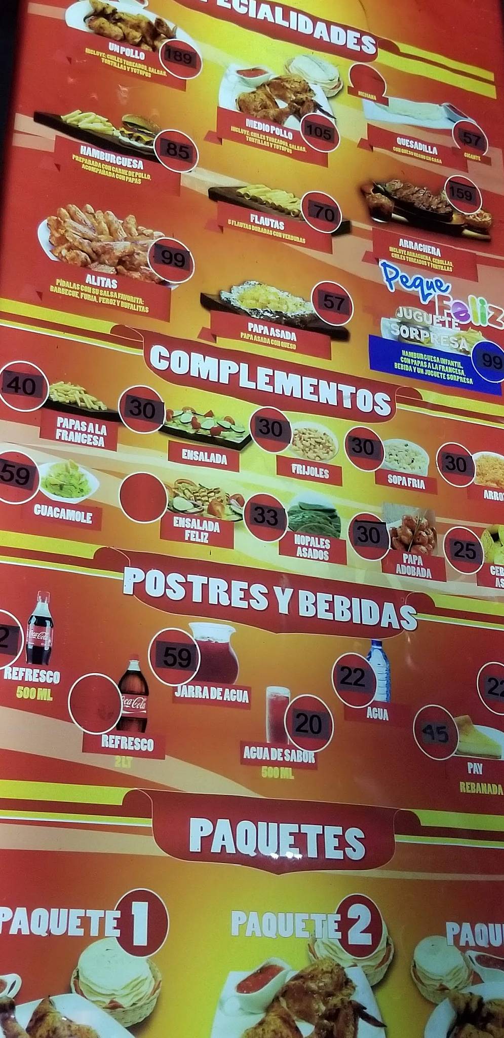 Carta del restaurante Pollo Feliz, Apodaca, Sta. Rosa - Mezquital 5316