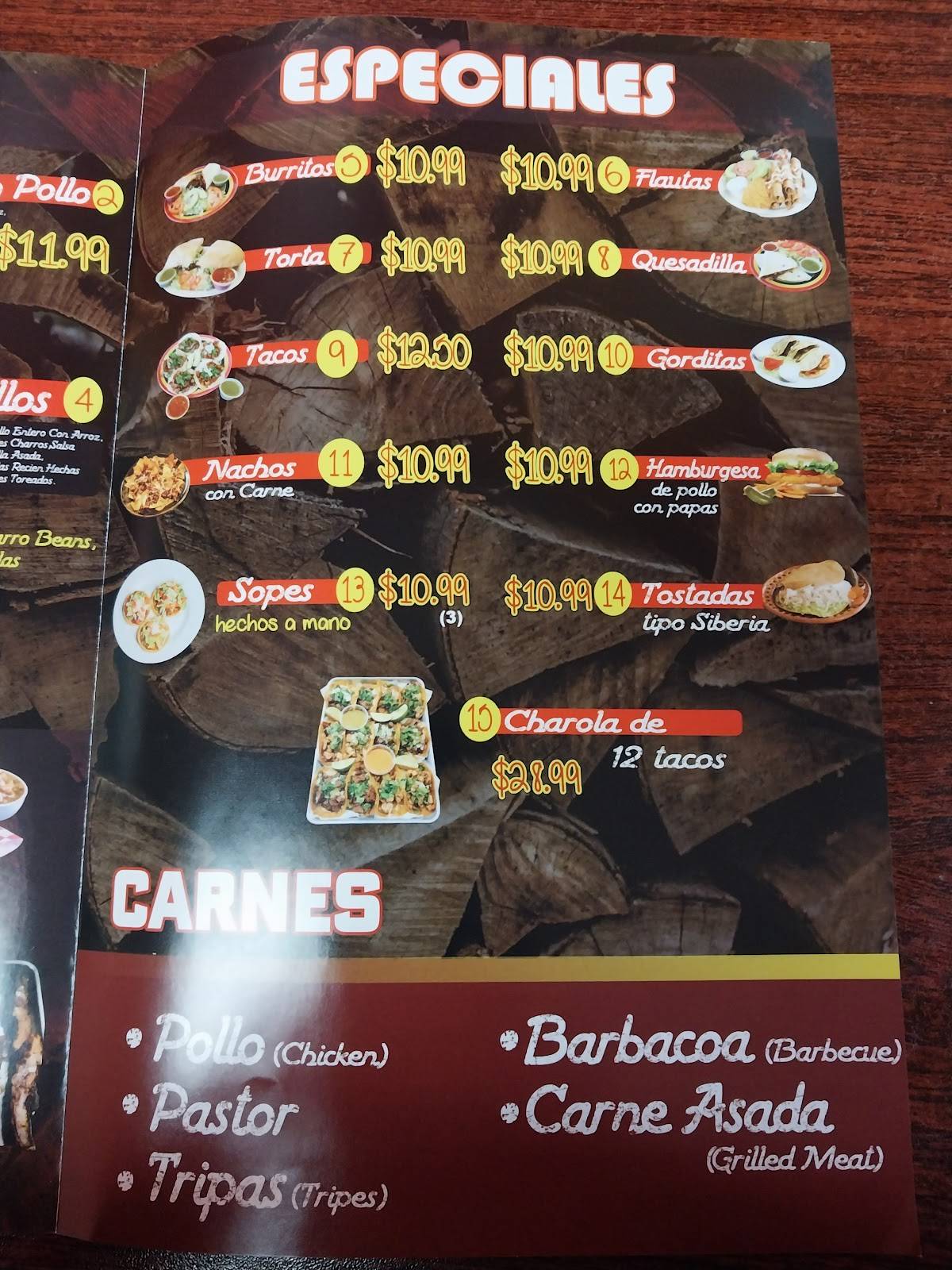 Menu at Pollos La Pullita restaurant, Arlington