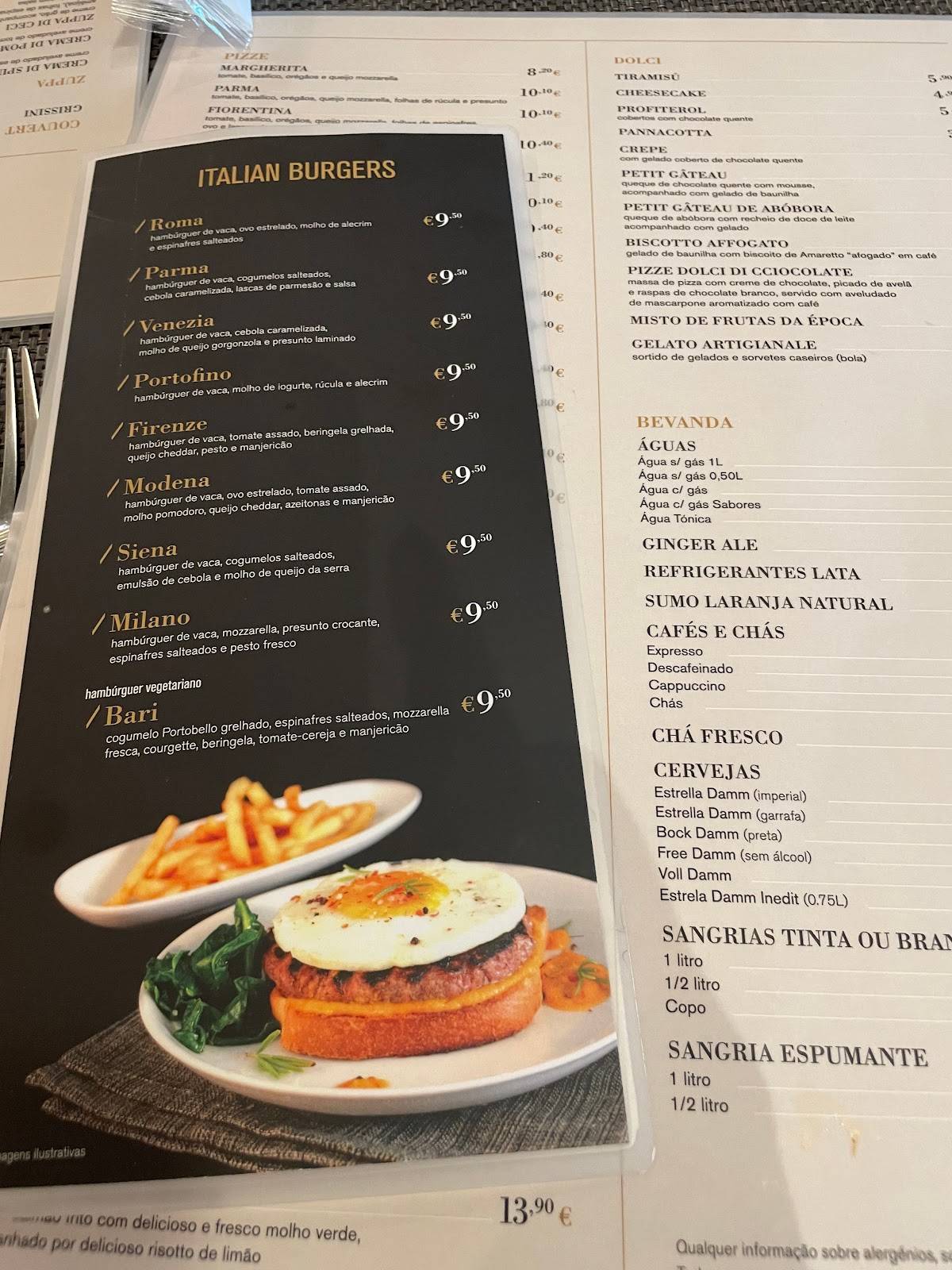 Menu em Italian Republic, Porto, Rua Sara Afonso