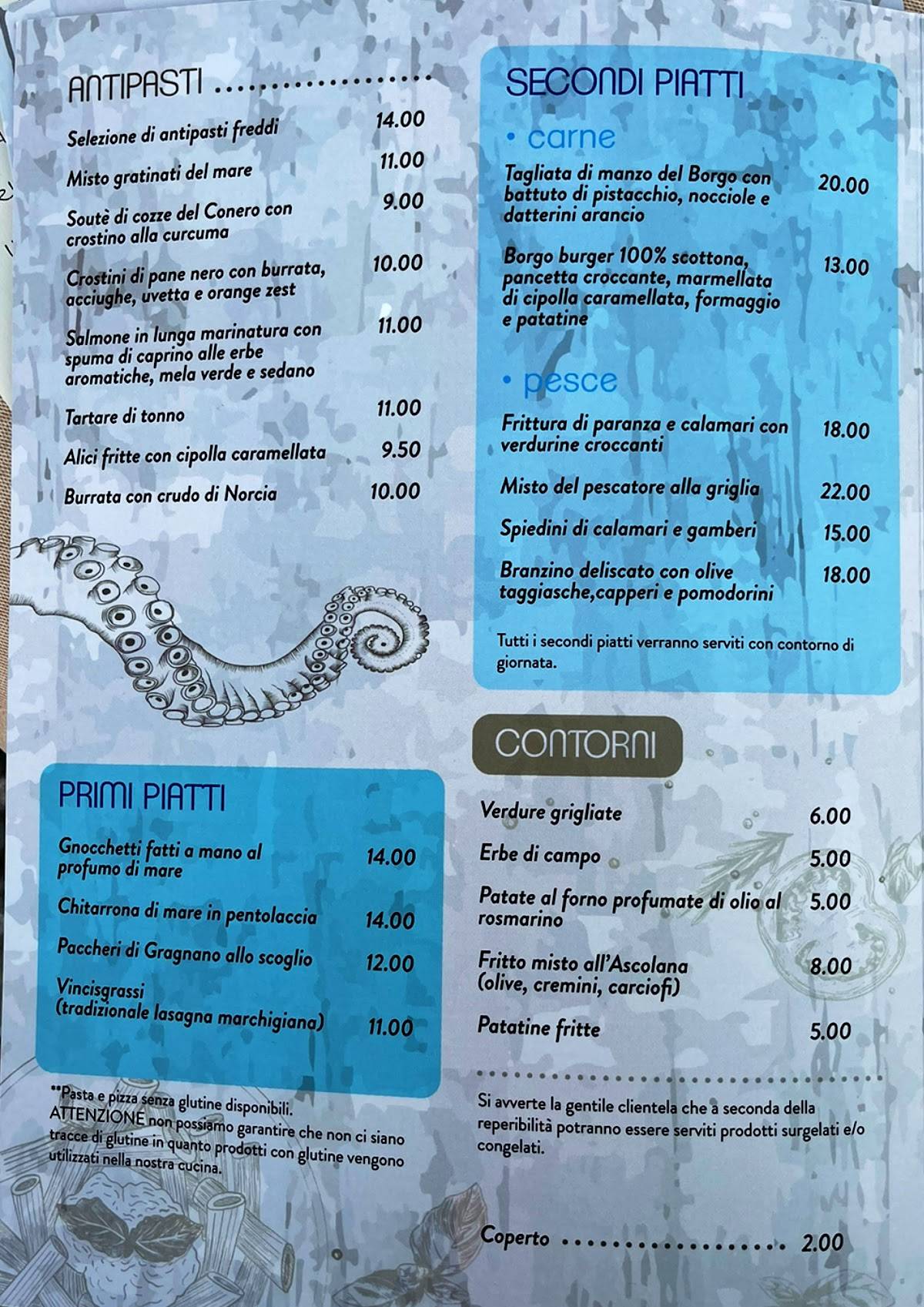 Menu da Ristorante Borgo Marinaro. Porto Recanati, Porto Recanati