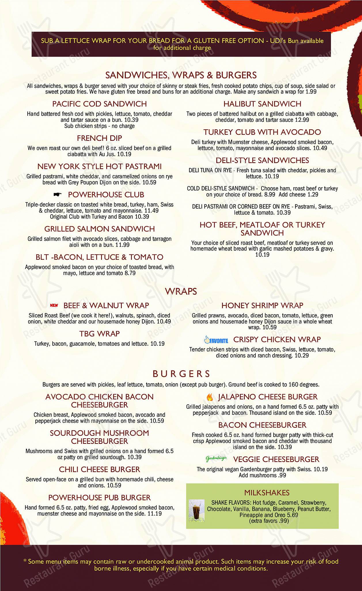 Menu at Powerhouse Grill restaurant, Yakima
