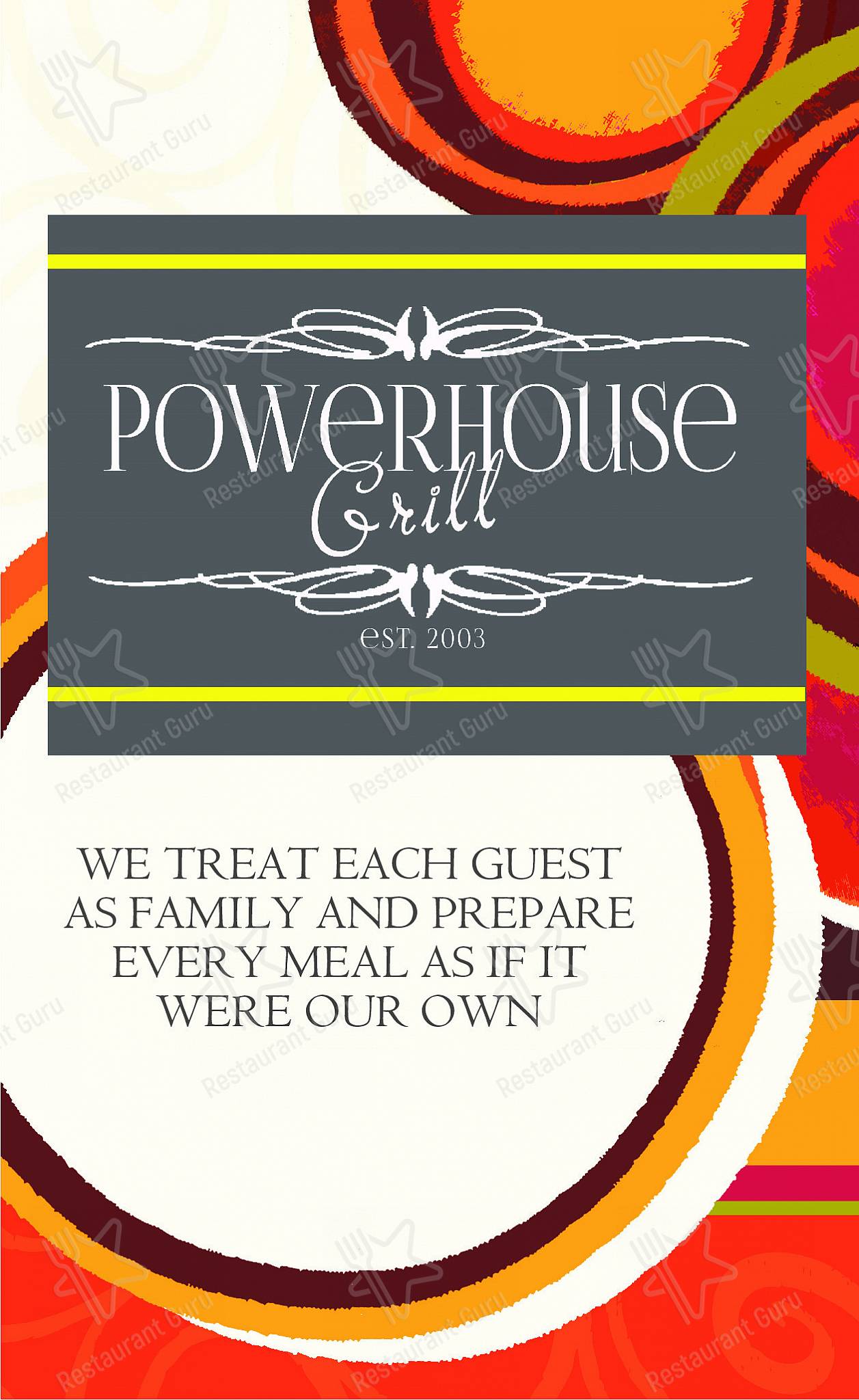 Menu at Powerhouse Grill restaurant, Yakima