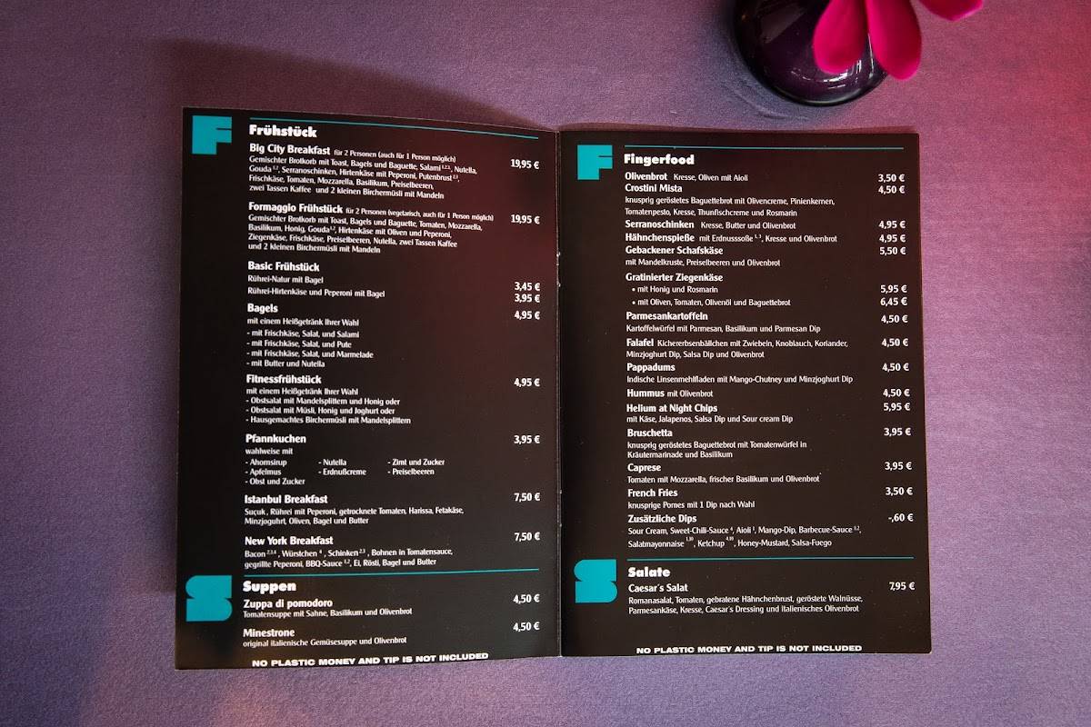 Speisekarte von HELIUM | CONTEMPORARY CAFÉ & BAR CONCEPT, Frankfurt am ...