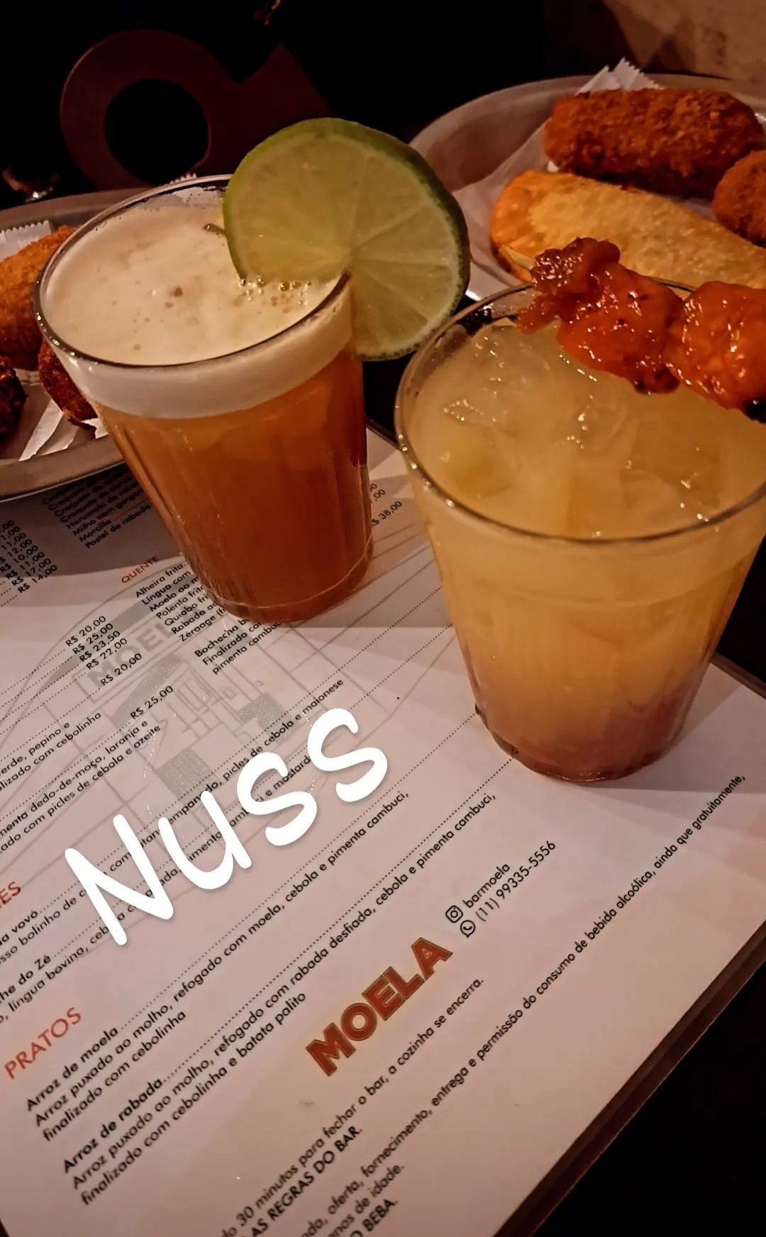 Menu em Bar Moela, São Paulo, R. Canuto do Val