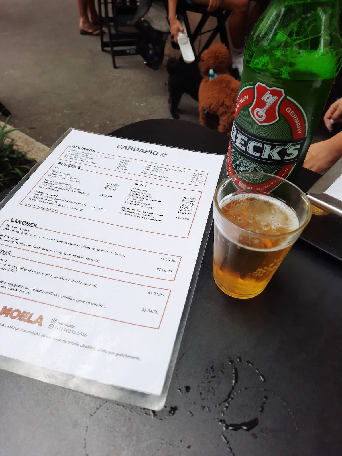 Menu em Bar Moela, São Paulo, R. Canuto do Val