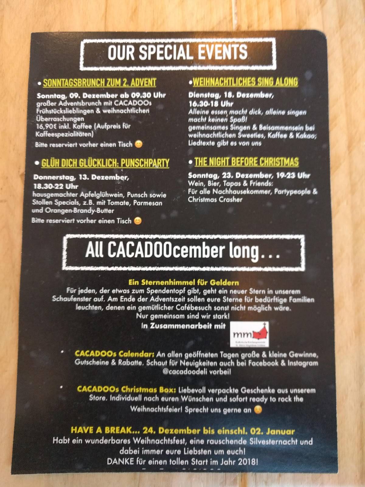 Speisekarte von CACADOO DELI & STORE pub & Bar, Geldern