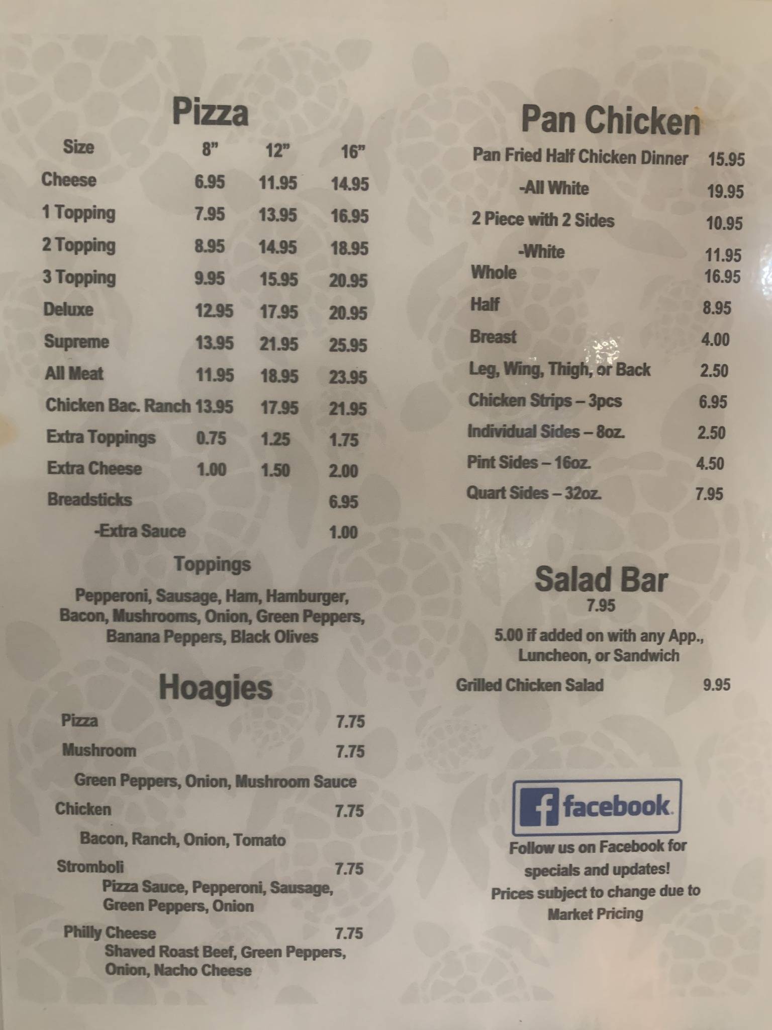 Menu at Turtles restaurant and pub, Laurel