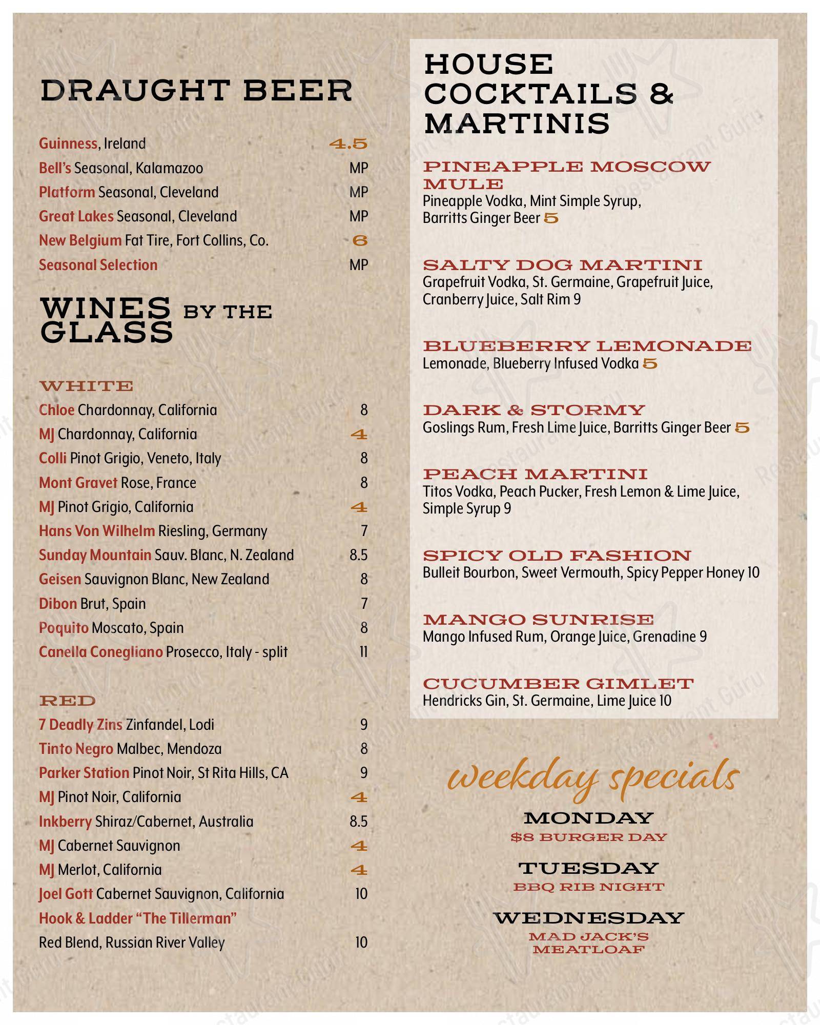 Menu at Mad Jacks Grill & Pub, Aurora