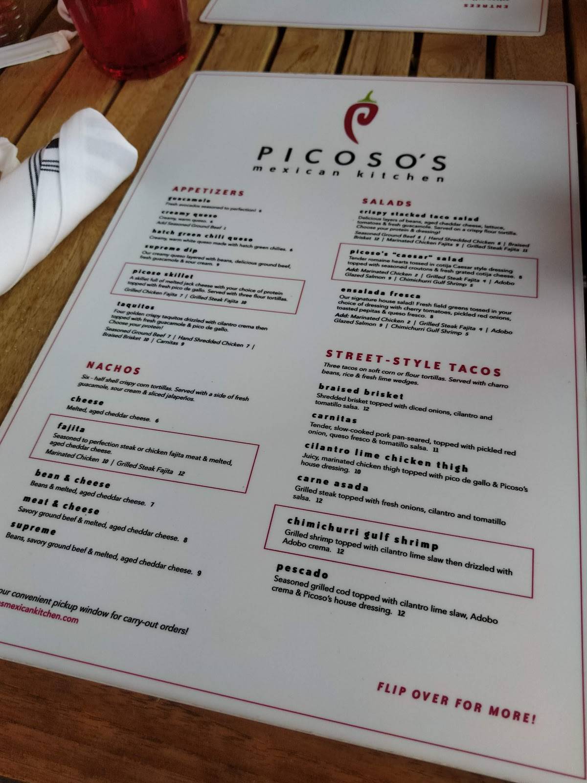 Menu at Picoso's Mexican Kitchen pub & bar, Lubbock