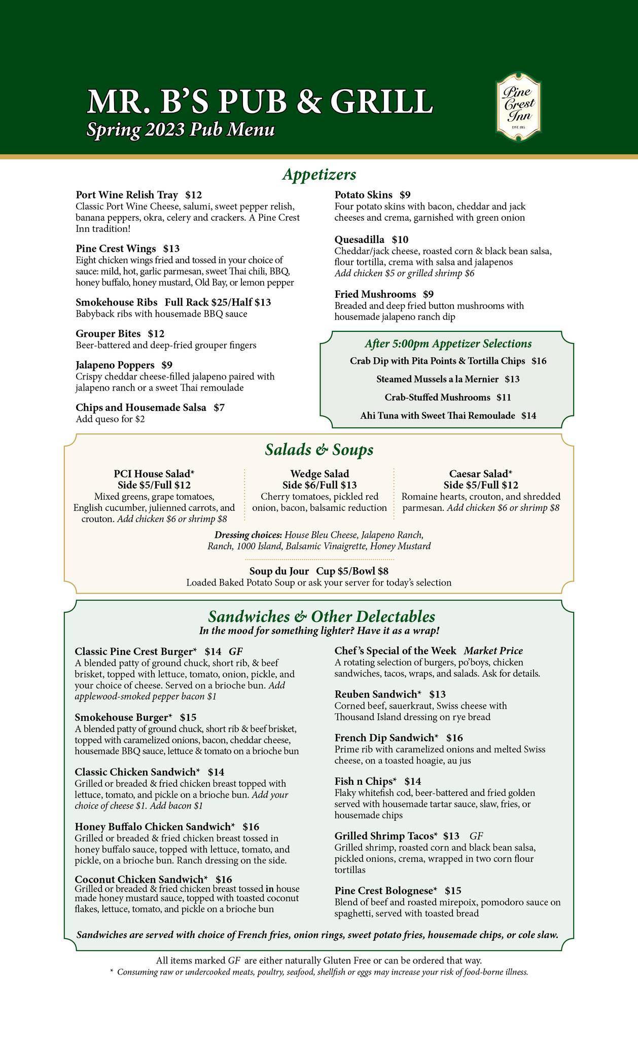 Menu at Pine Crest Inn pub & bar, Pinehurst