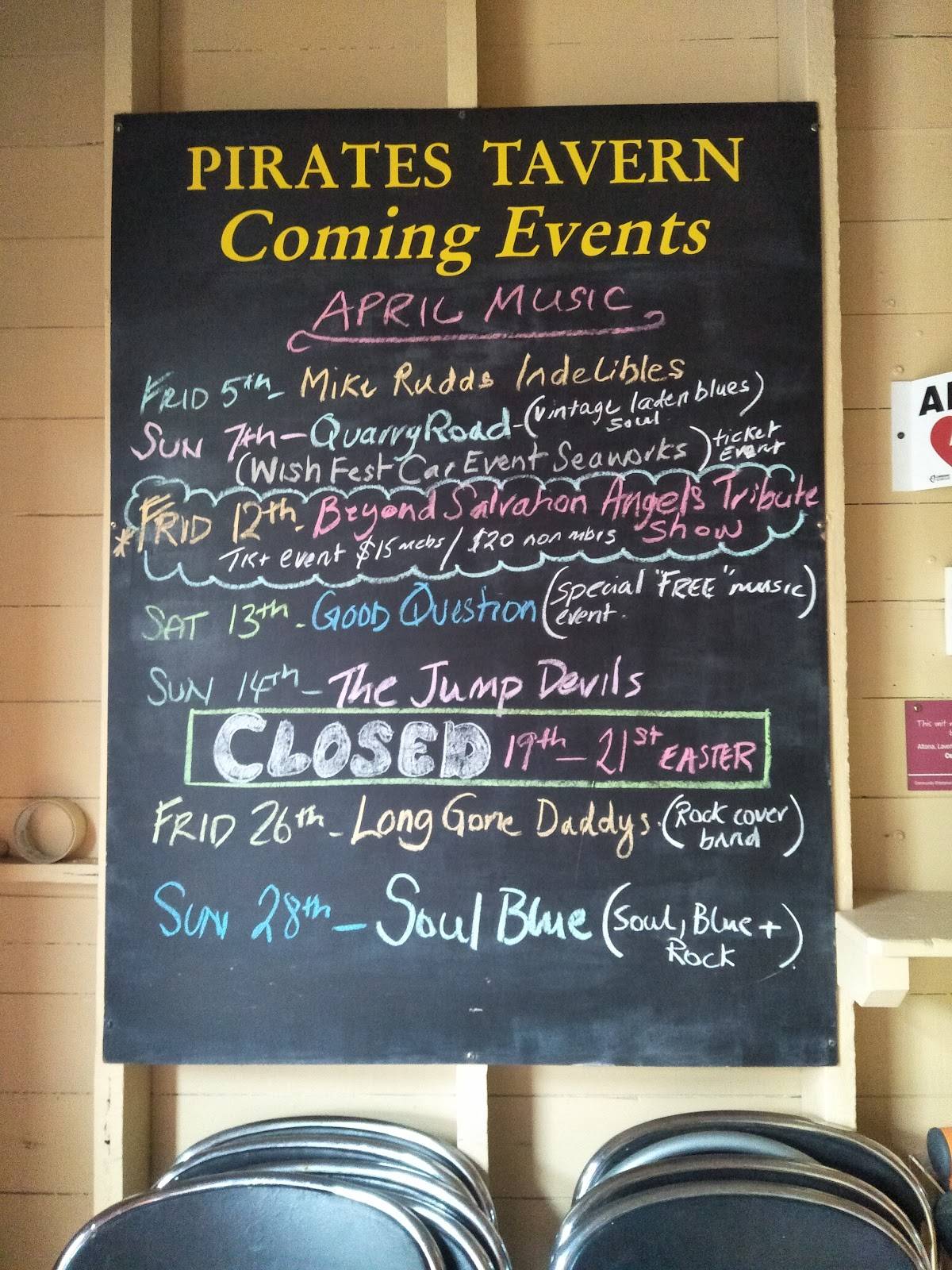 Menu at Pirates Tavern pub & bar, Williamstown, Rear of