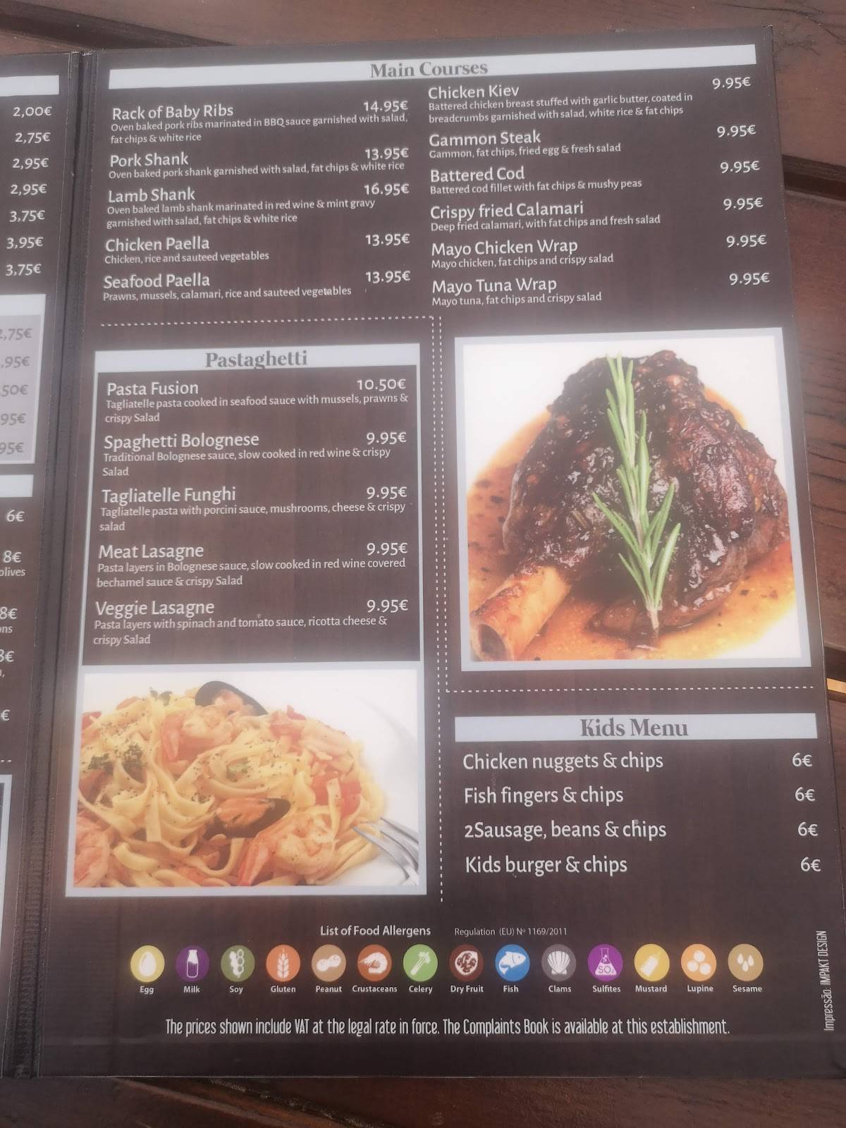 Menu at Planet Fusion Bar, Guia