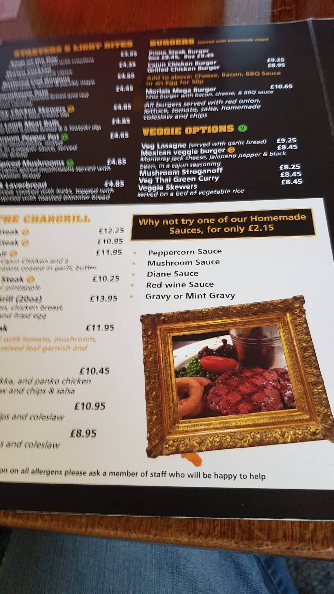 Menu at Tafarn Morlais pub & bar, Llanelli