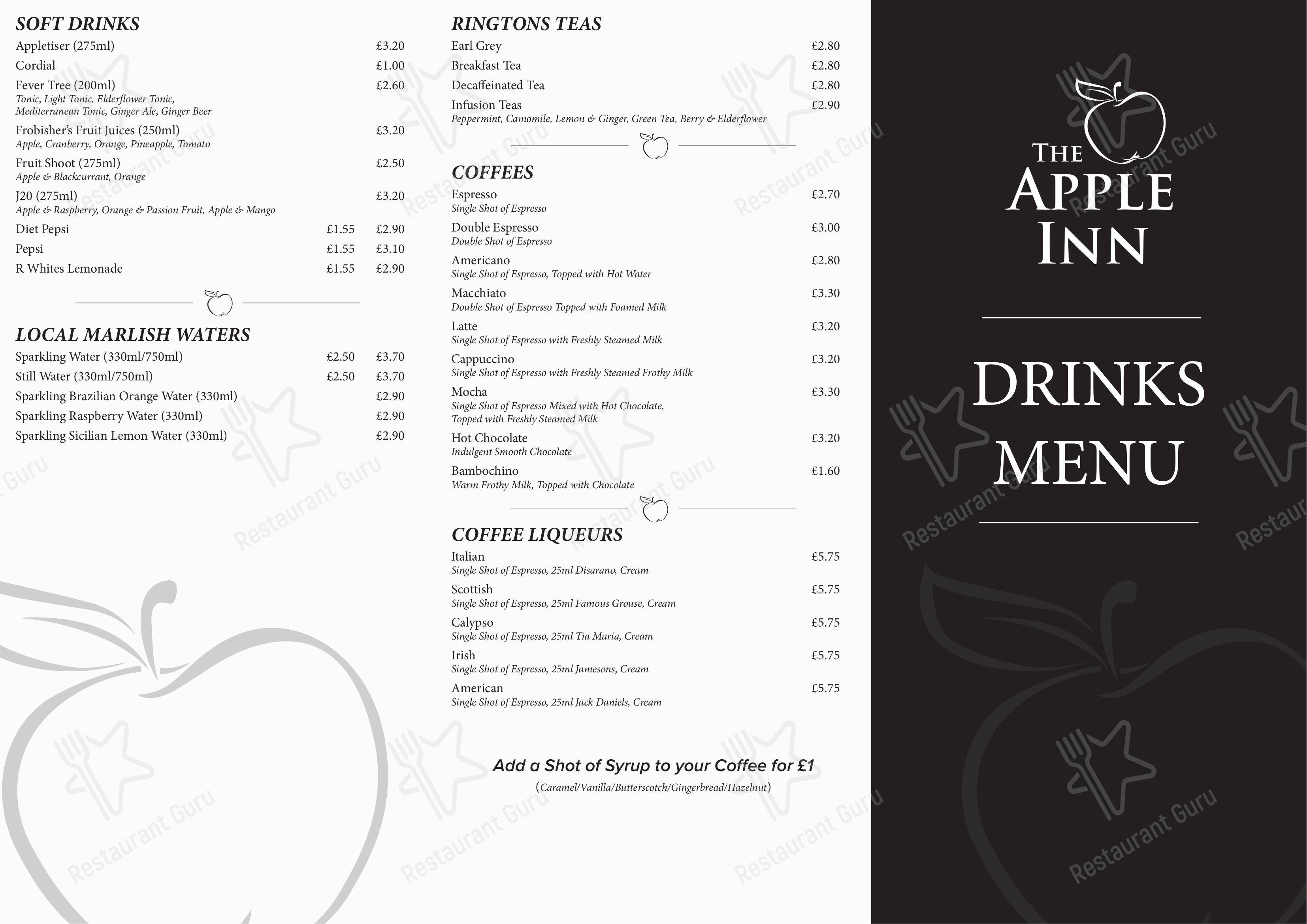 Menu at The Apple Inn pub & bar, Lucker