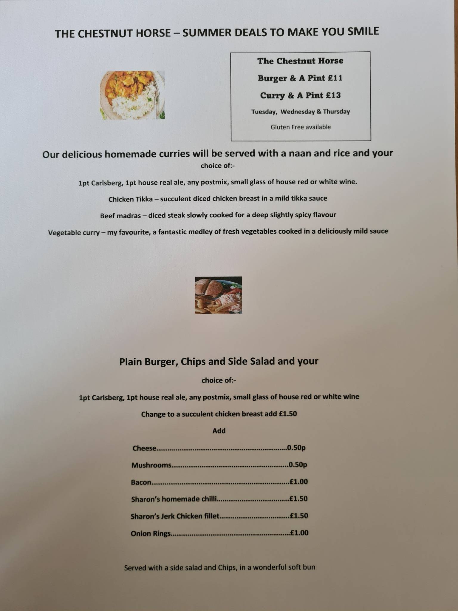 Menu at The Chestnut Horse restaurant, Great Finborough, B1115