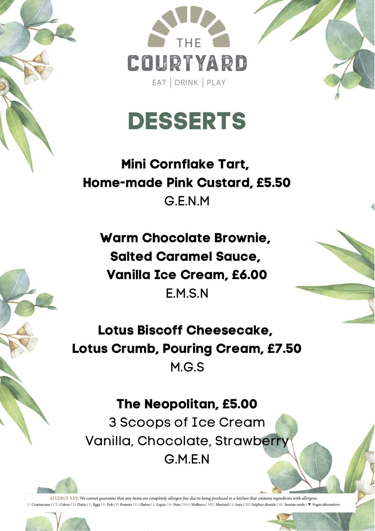 Menu at The Courtyard pub & bar, Retford