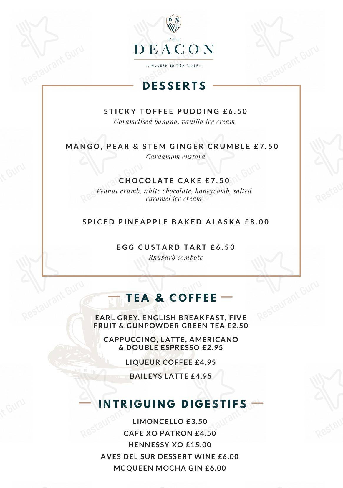 Menu at The Deacon pub & bar, Lytham Saint Annes