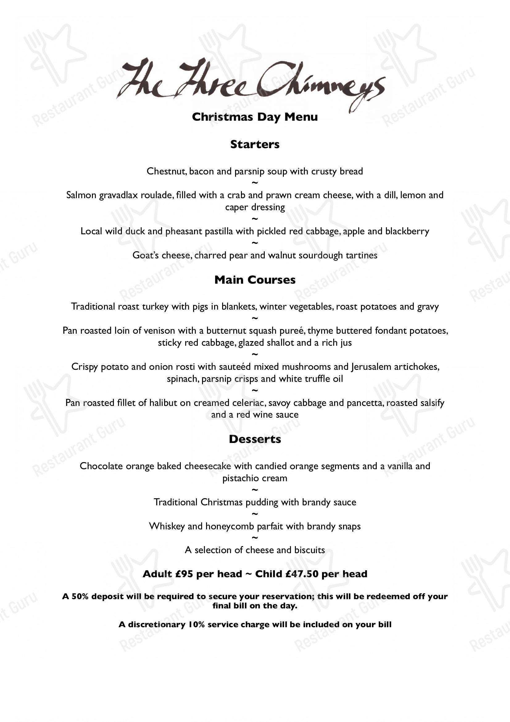 Menu at The Three Chimneys pub & bar, Smarden