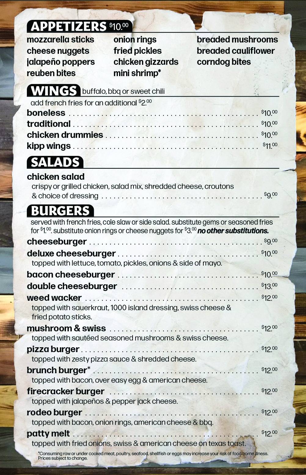 Menu at Tumbleweed Bar & Steak House, Lincoln