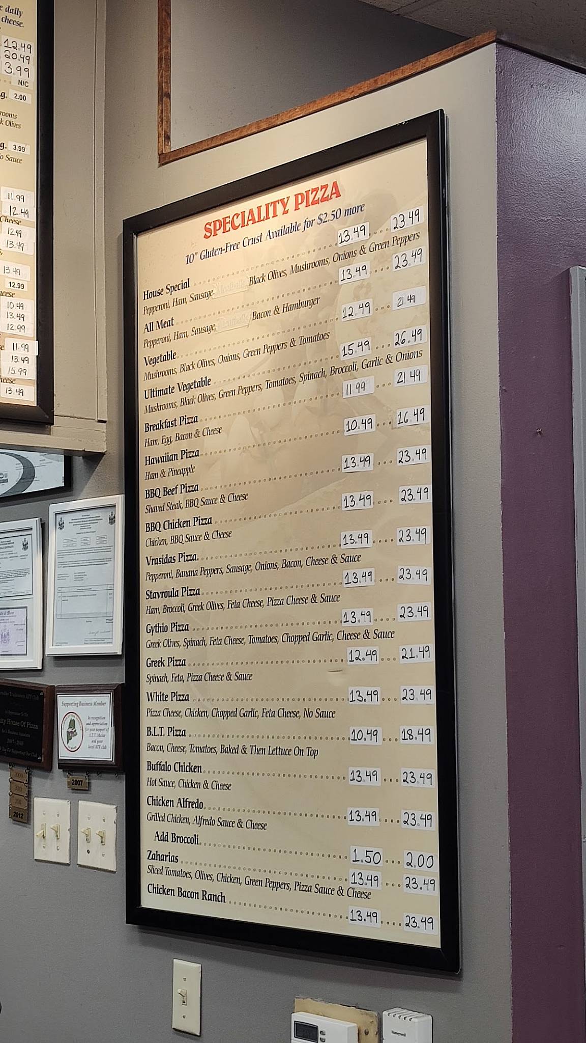 Menu at Unity House of Pizza pub & bar, Unity