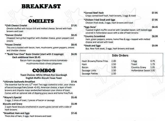 Menu at Wayne's Inn Bar & Grill, Puyallup