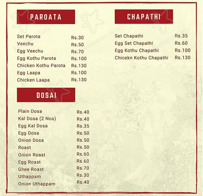Menu at FOOD JUNCTION, Puducherry