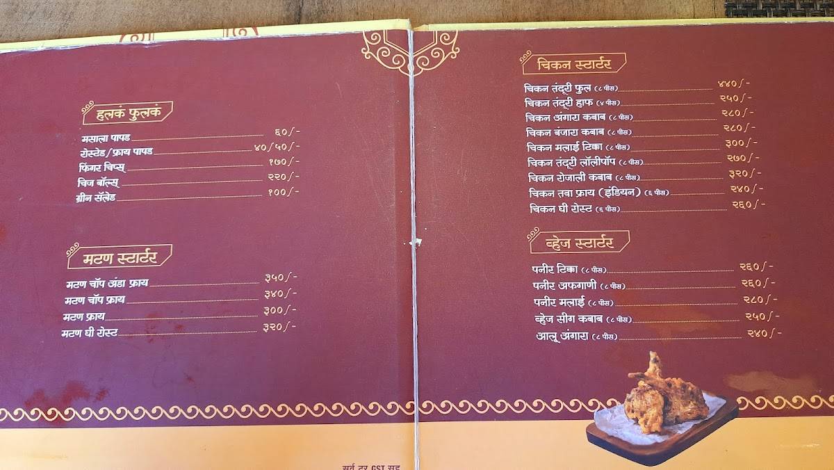 Menu at Pune's Masaledar Biryani House, Pune