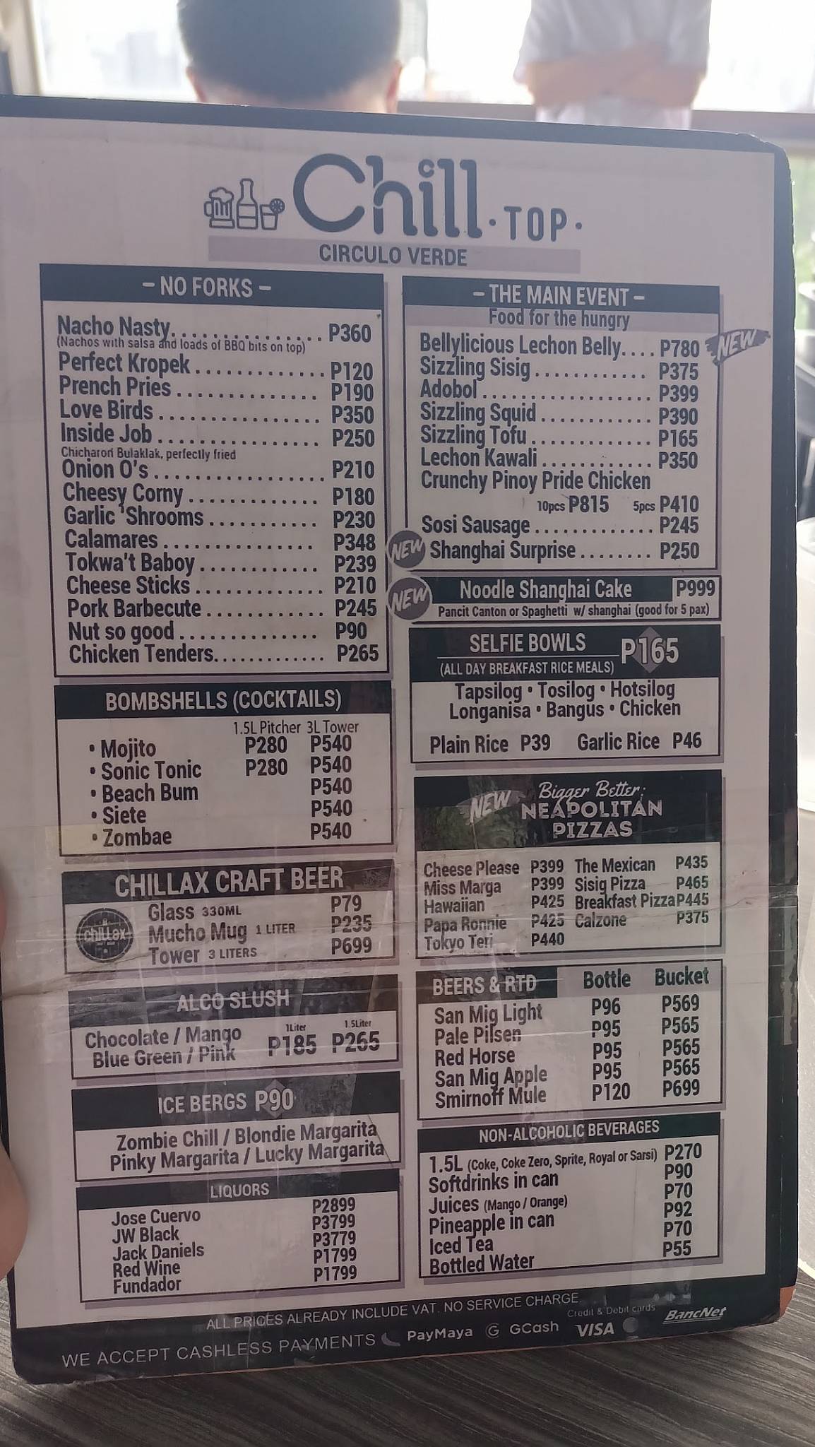 Menu at Chill Top pub & bar, Quezon City, Circulo Verde