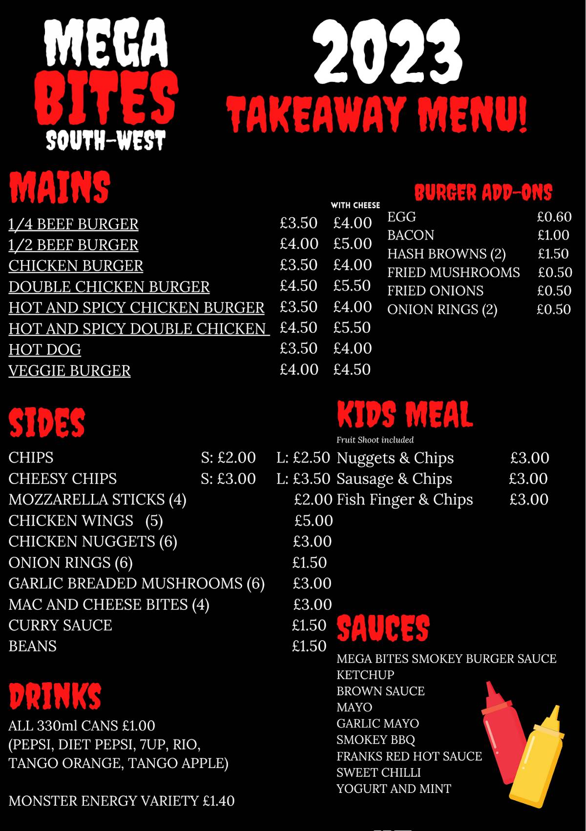 Menu at Rafters By Mega Bites restaurant, Bridport