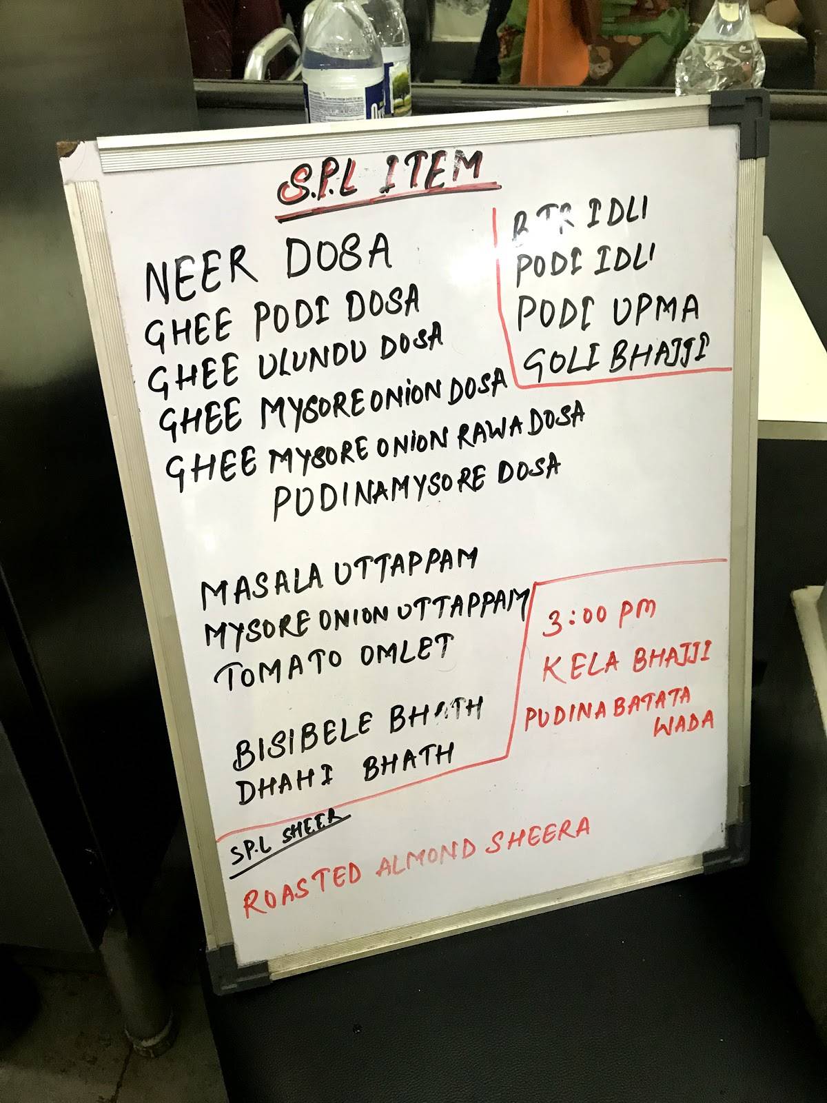 Menu at Ram Ashraya, Mumbai