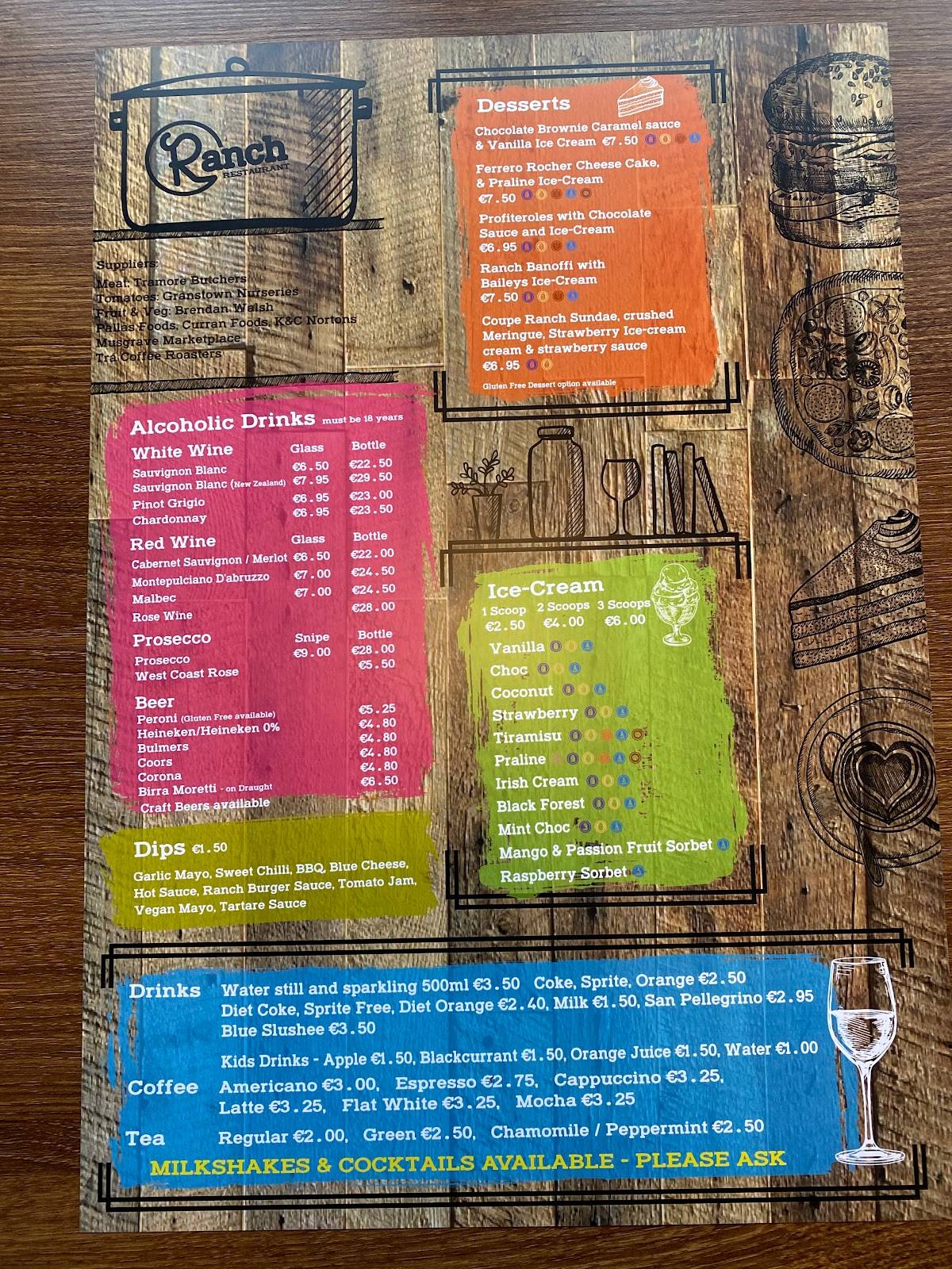 Menu at Ranch Restaurant, Tramore