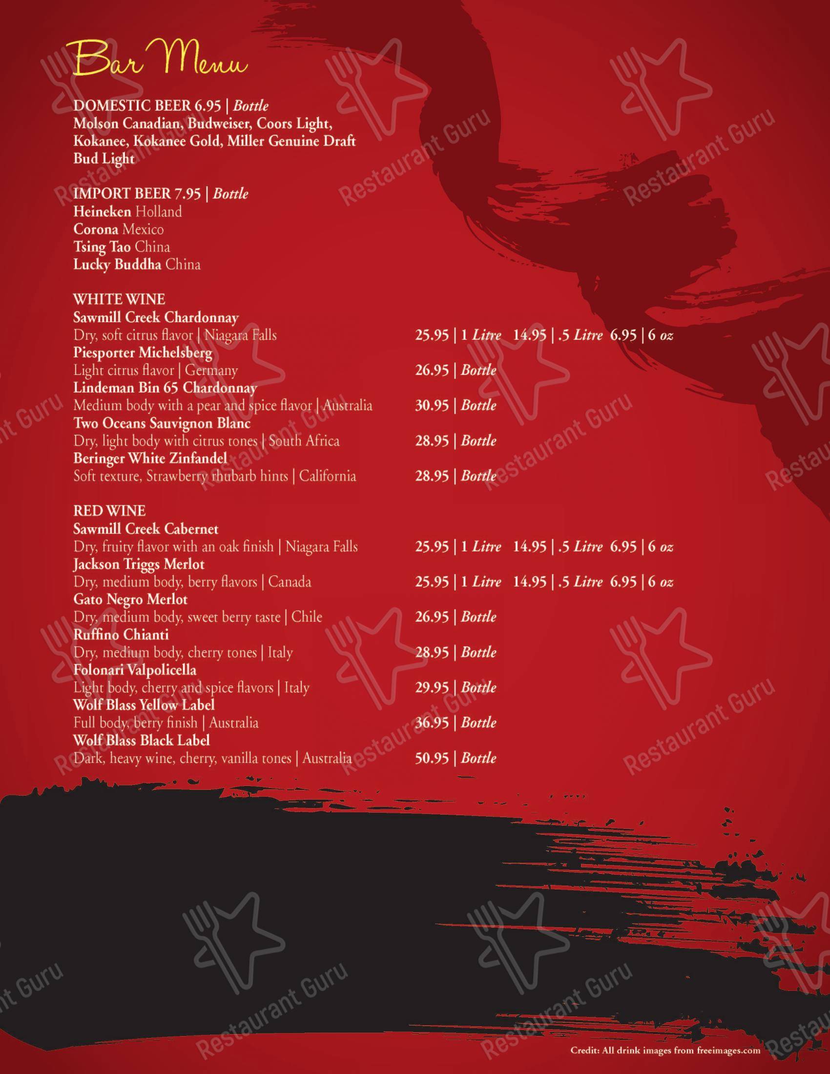 Menu at Red Diamond House Restaurant, Edmonton