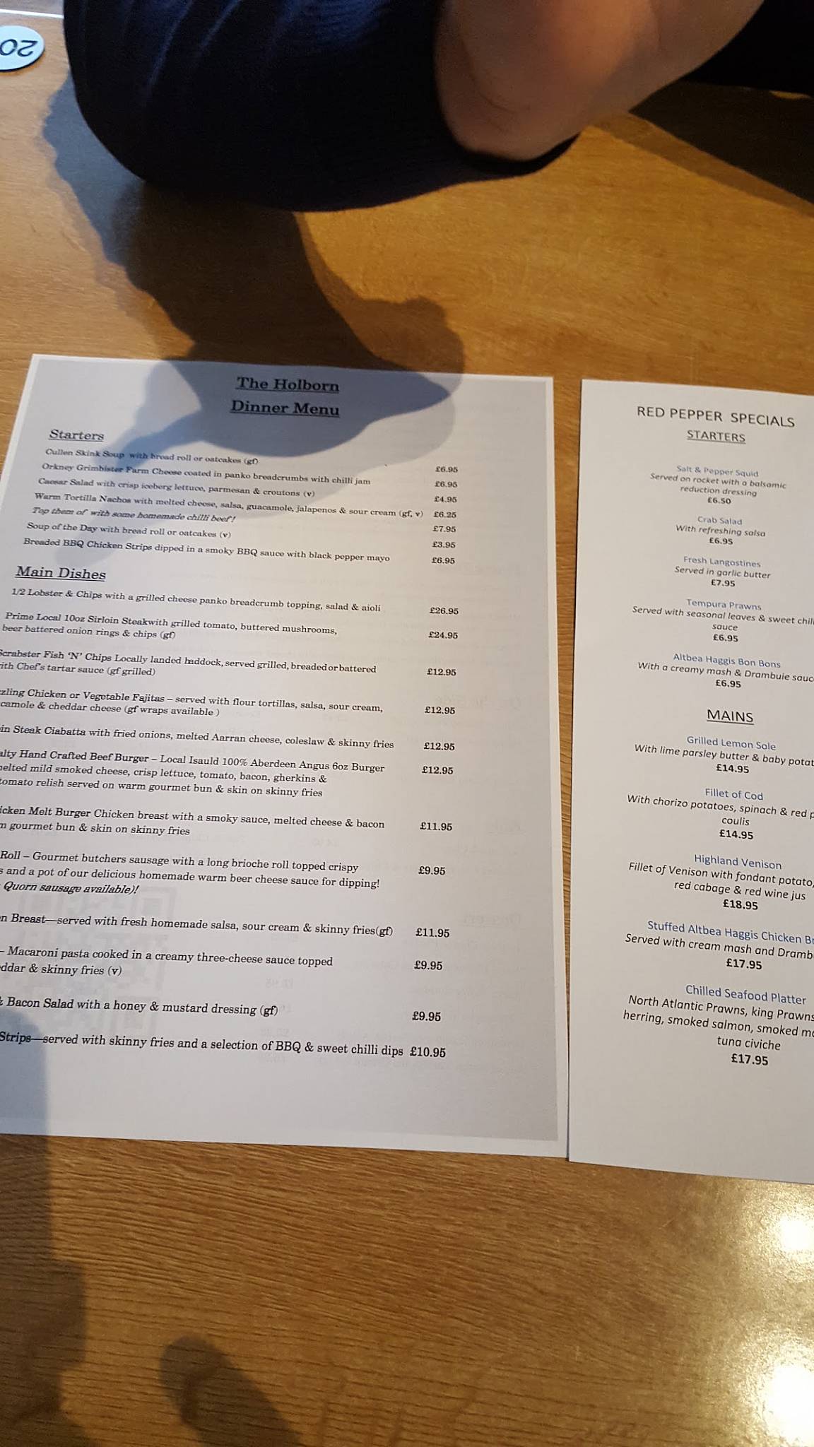 Menu at Red Pepper pub & bar, Thurso