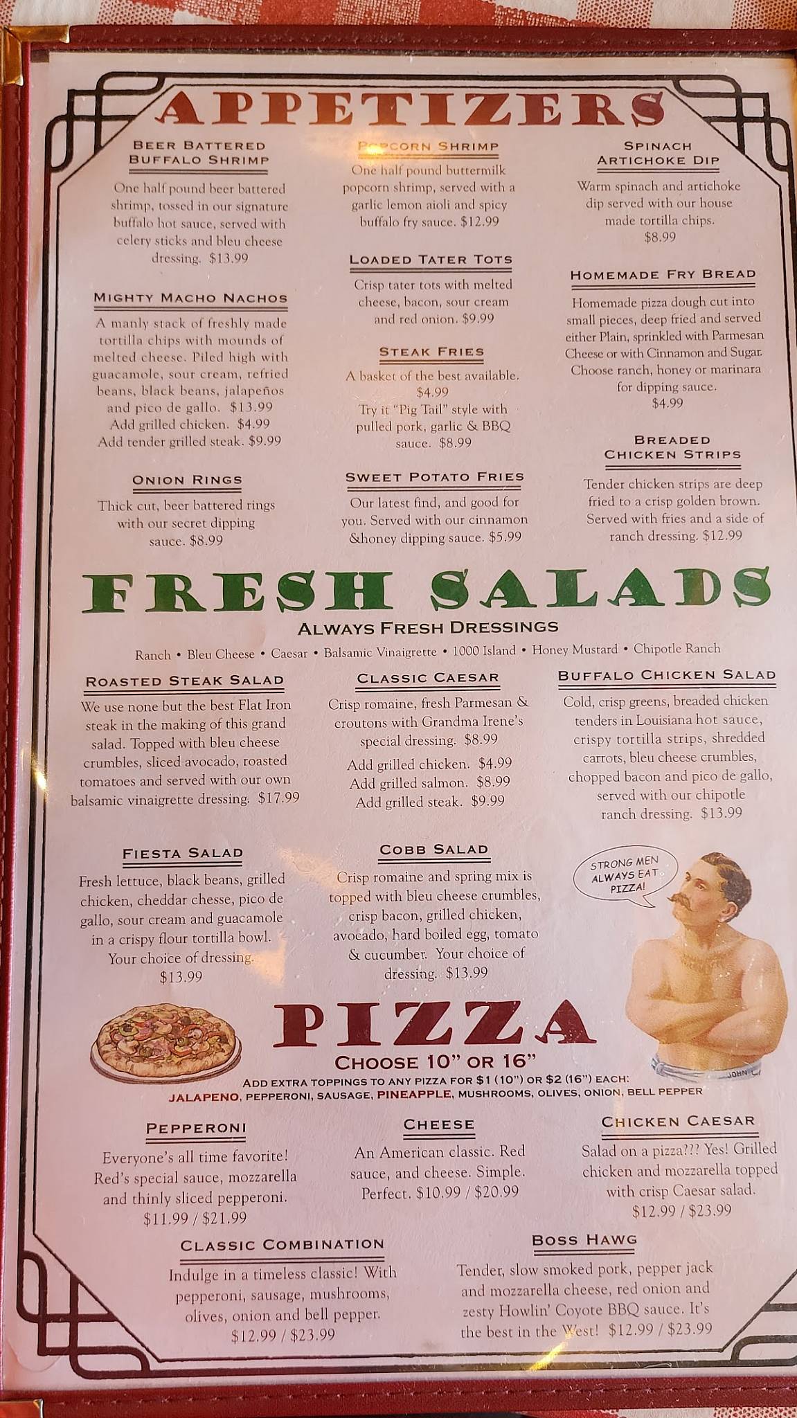 Menu at Red's Bar & Grill, Fernley, Hwy 95a N