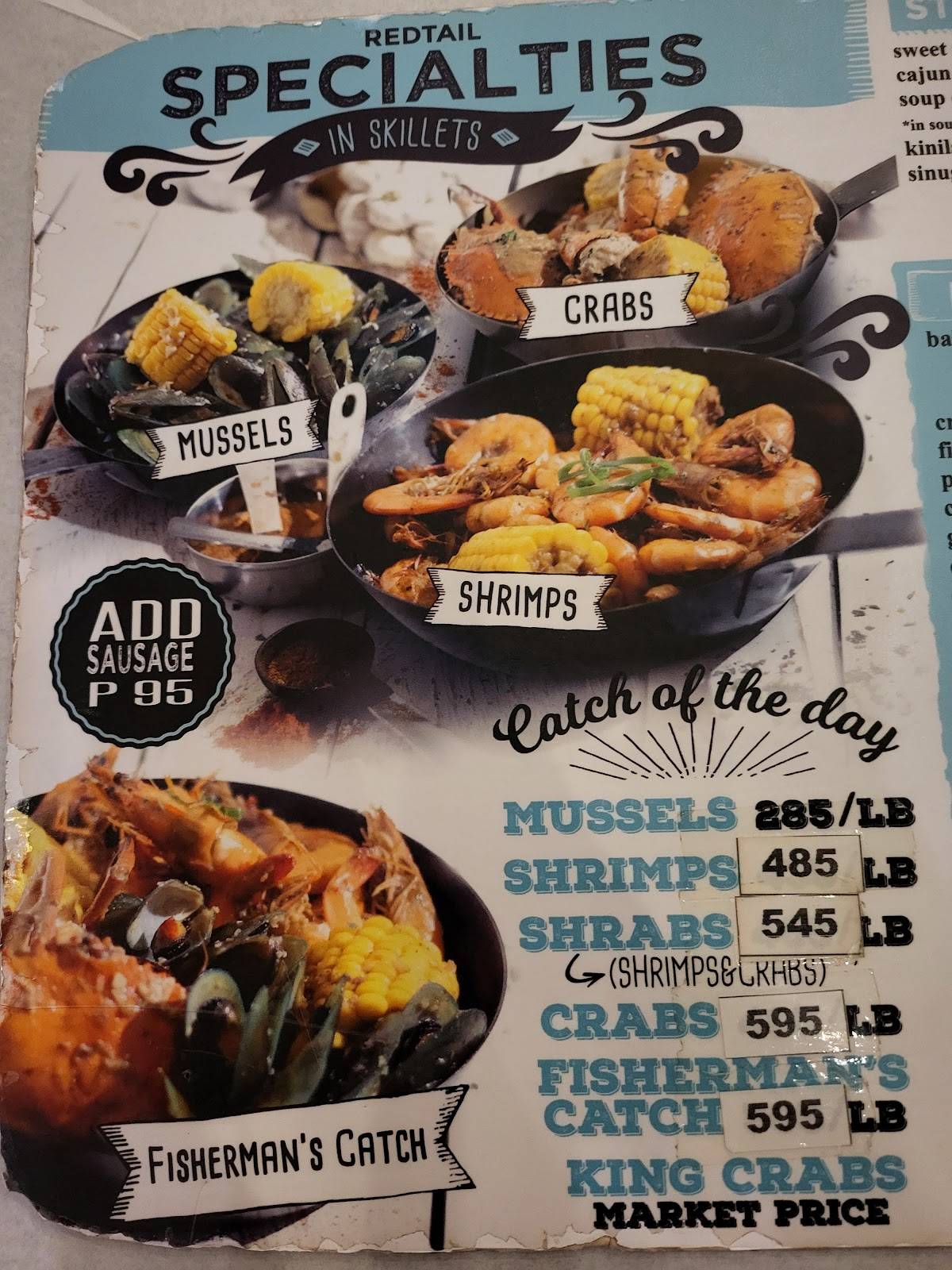 Menu at Redtail Shrimps & More restaurant, Cagayan de Oro, FMM4+69R