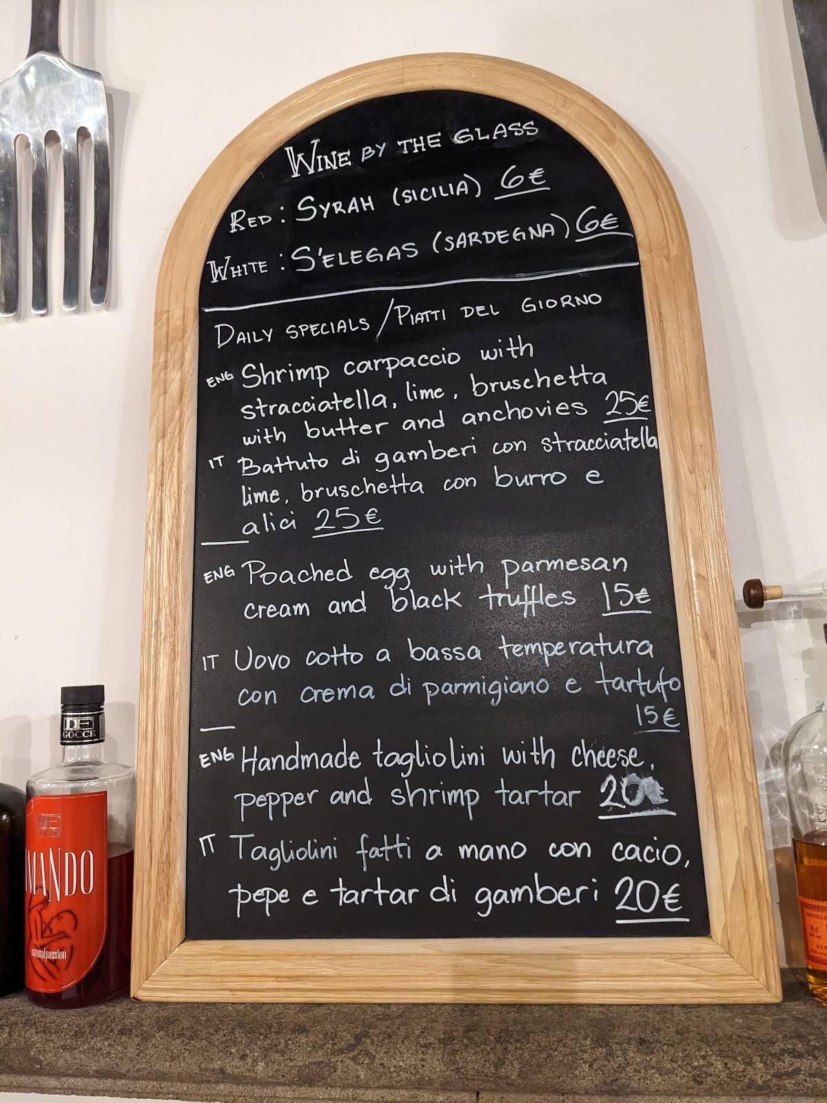 Carta del restaurante Renato e Luisa, Roma