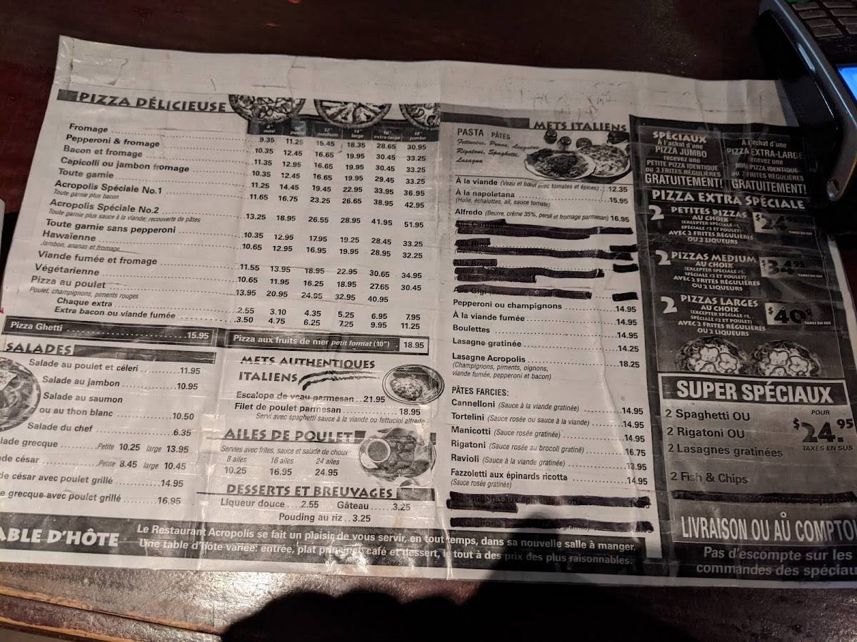 Menu at ACROPOLIS PIZZA - Resto Grec / Italien pizzeria, Montréal, Av ...