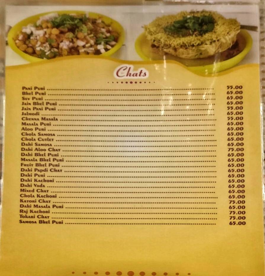 Menu at Adyar Ananda Bhavan - A2B, Bengaluru, No 1754