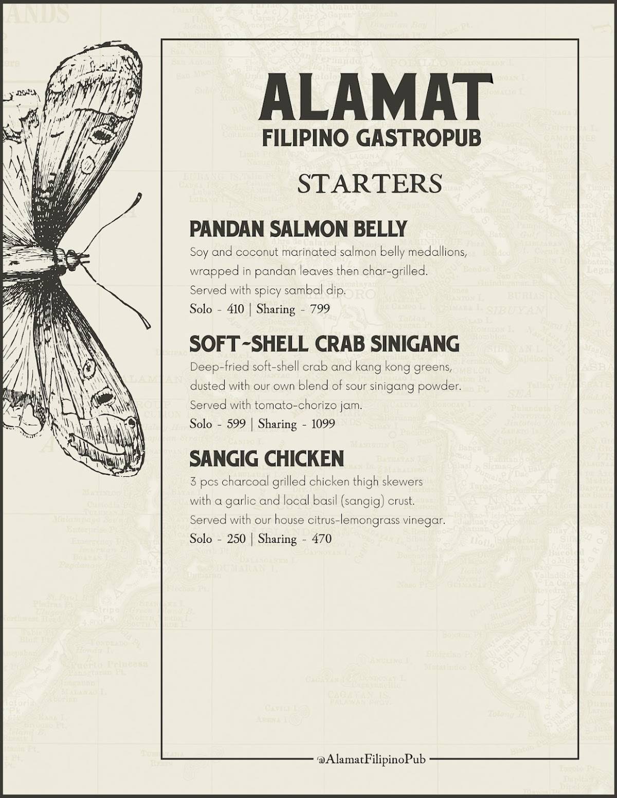 Menu at Alamat Filipino Cuisine pub & bar, Makati