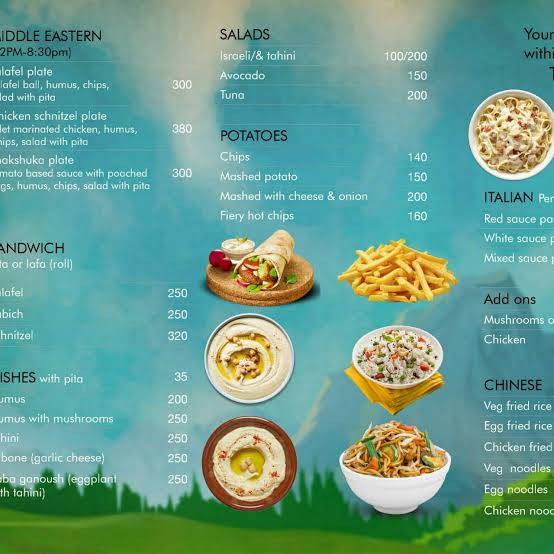 Menu at Altaf's Cafe, Kodaikanal