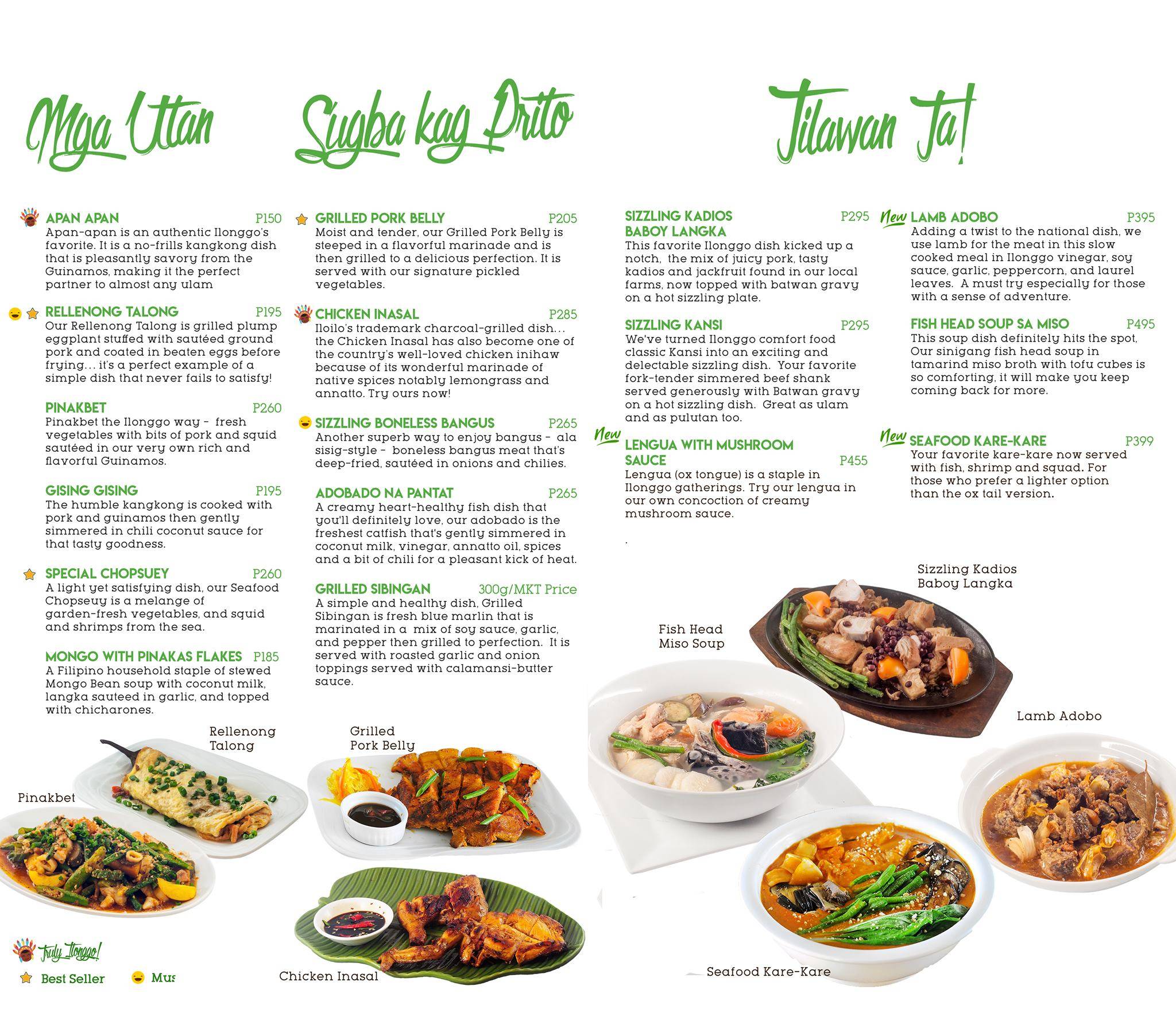 Carta de Ang Kamalig Restaurant, Iloílo, Lot 24 & 26