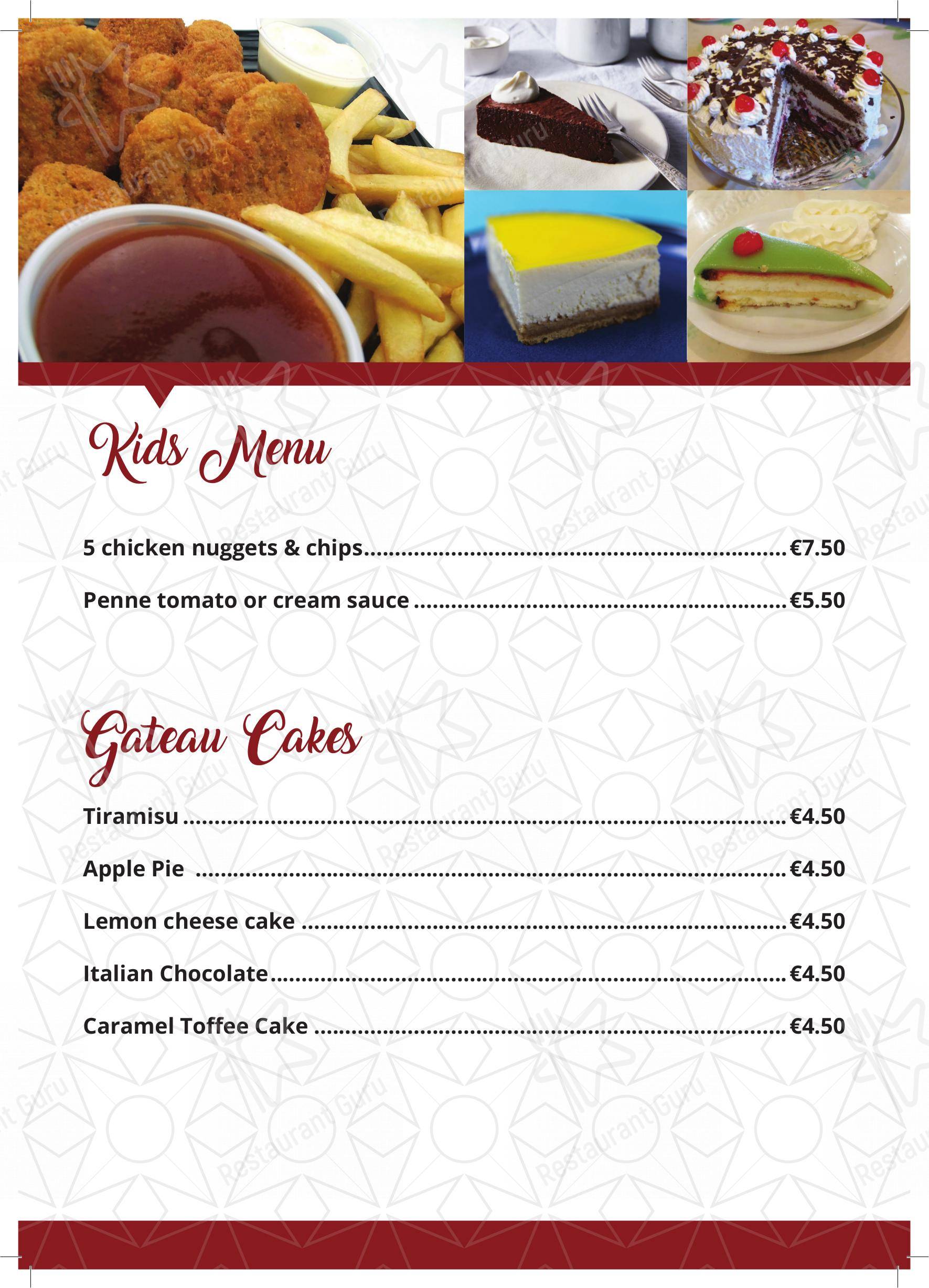 Menu at Anglo-Maltese Restaurant, Valletta