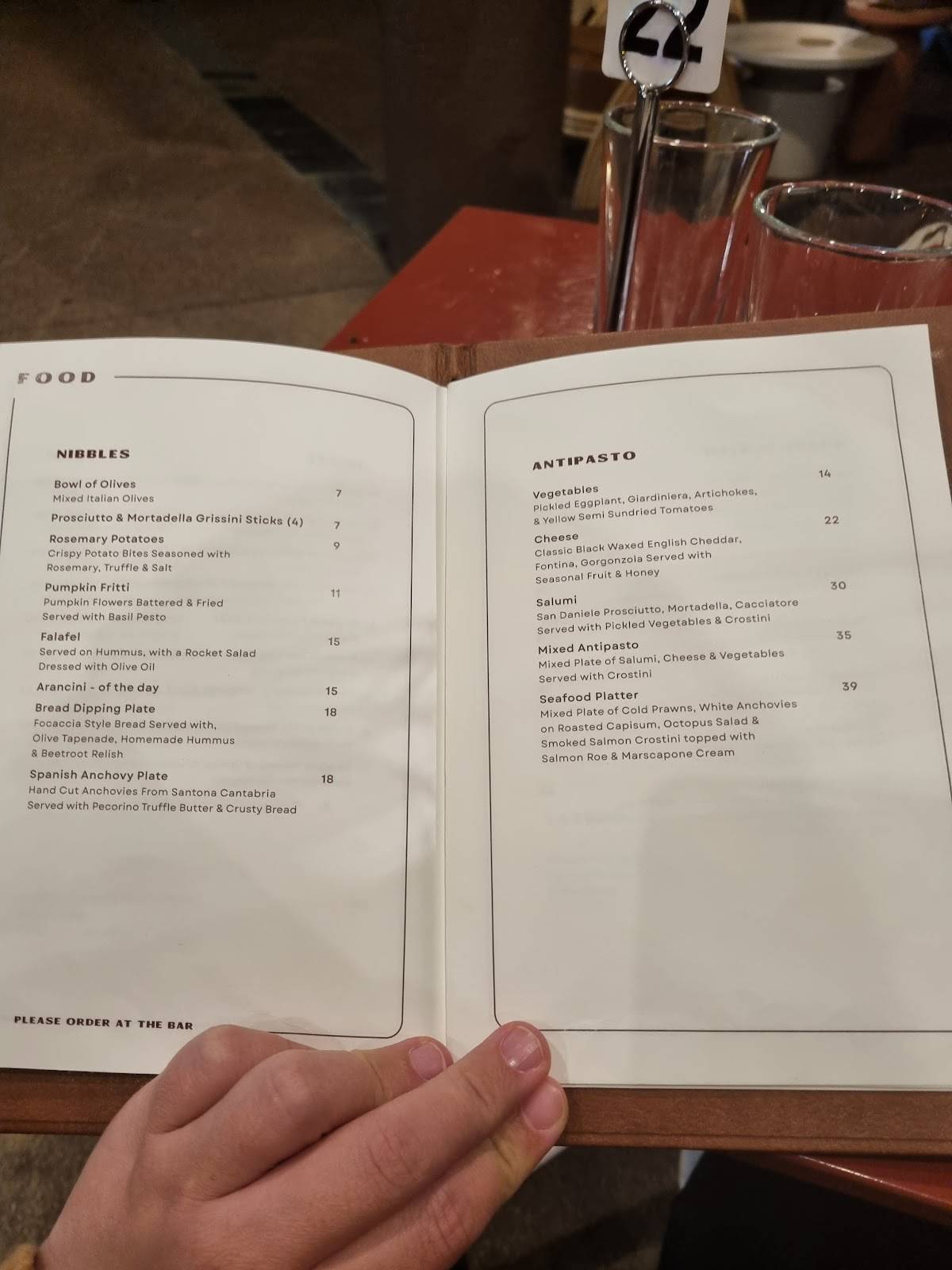 Menu at BAR QUATTRO, Waverton